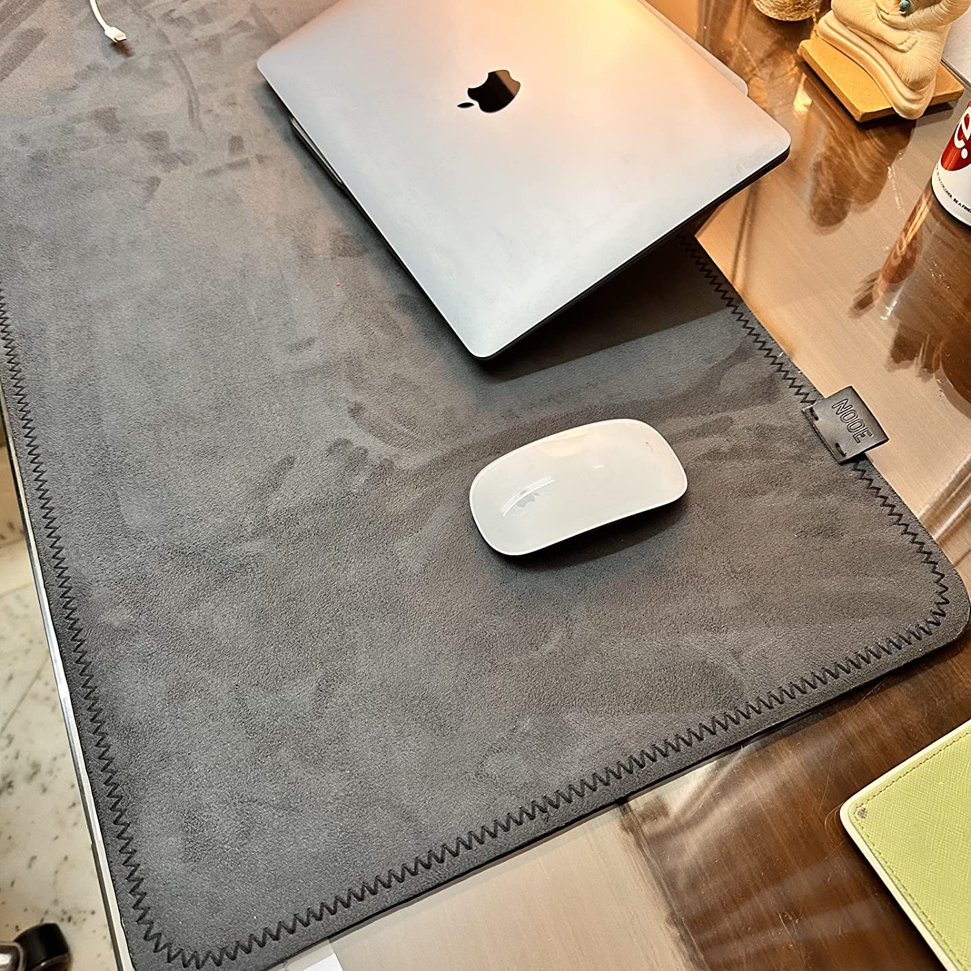 NOOE Premium Charcoal Suede Velvet Leather Desk Mat