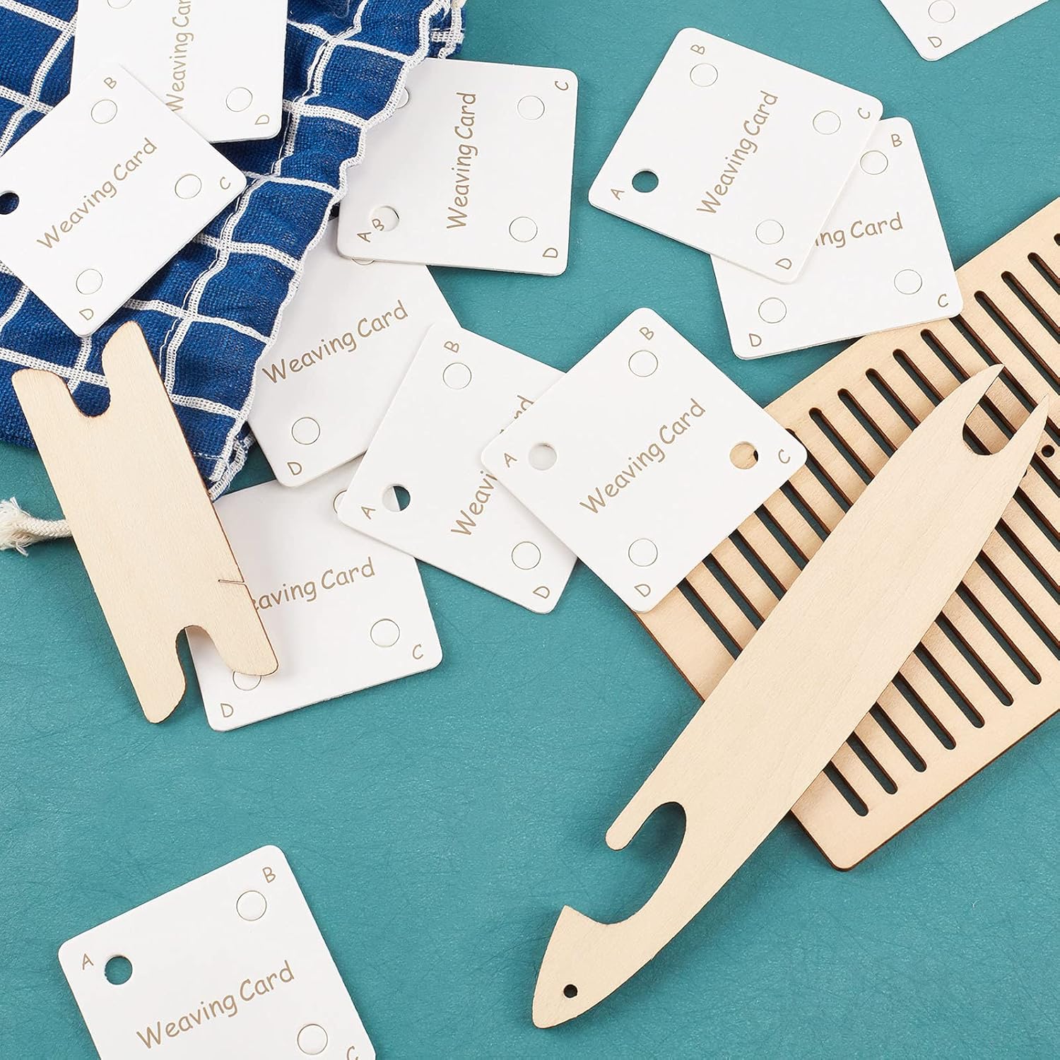 AHANDMAKER 2 Sets Weaving Loom Kit, 2 Styles Wooden Knitting Tools Set ...