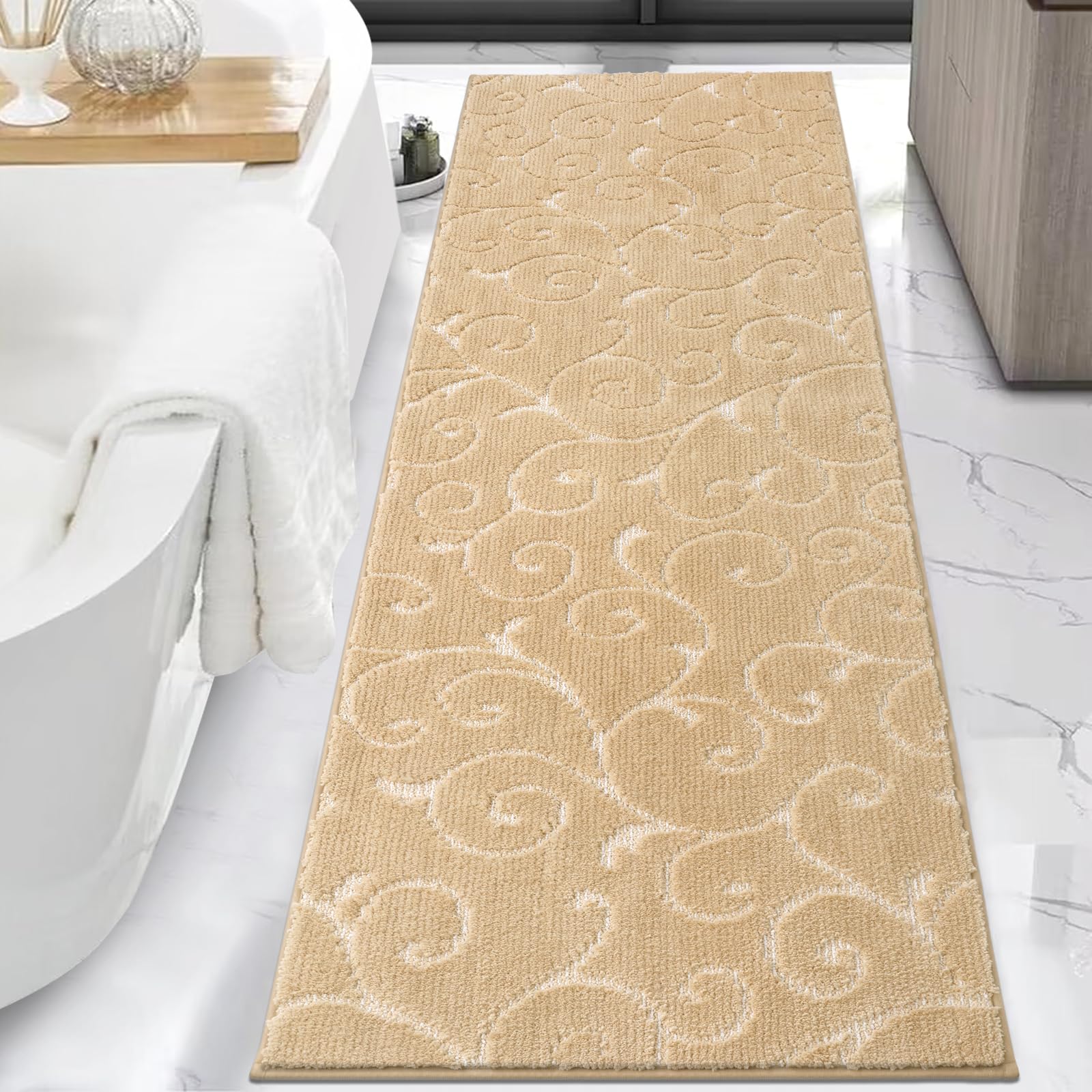 Amazon.com: HEBE Bathroom Rugs Runner 70''x24'' Luxury Bath Mat Non ...