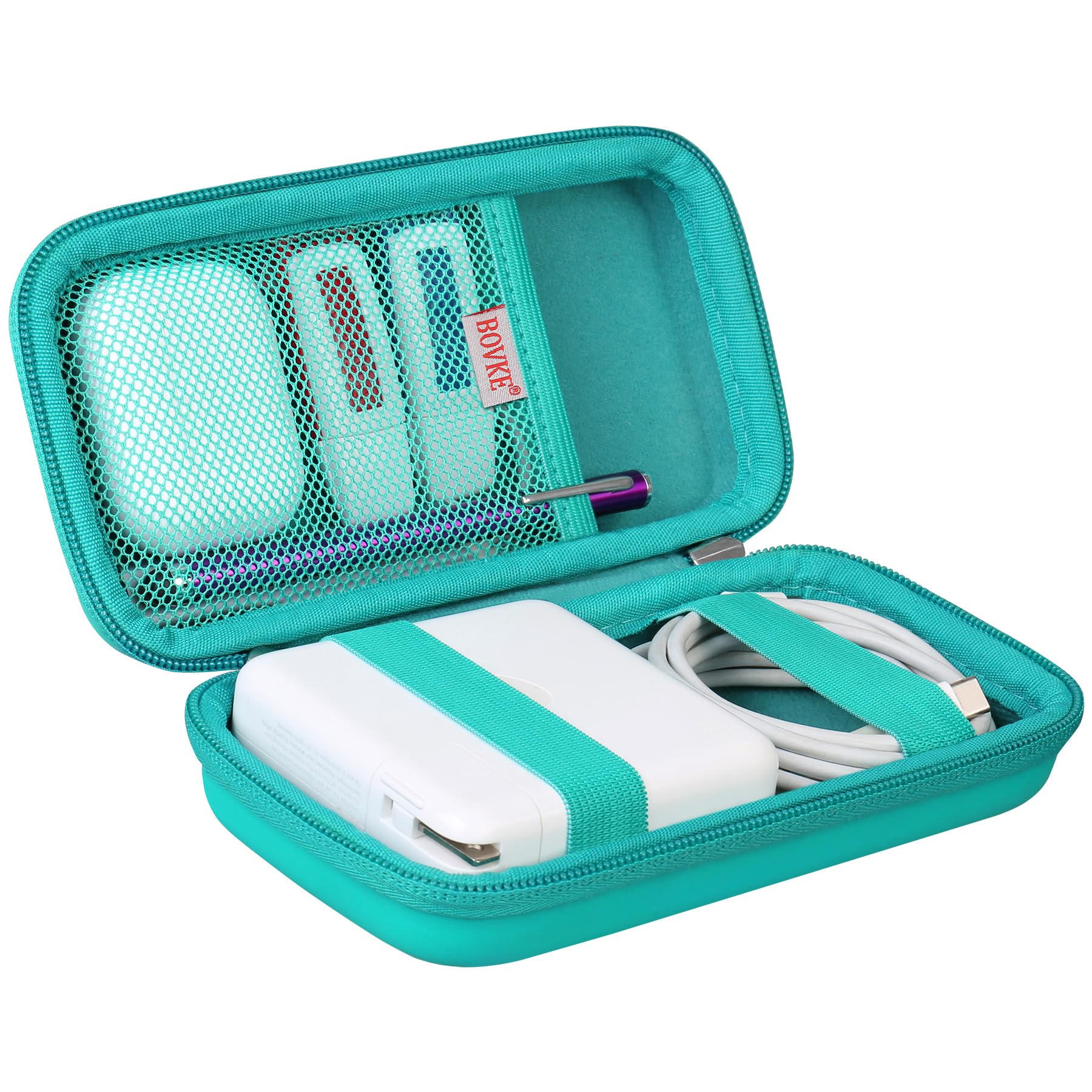 Amazon.com: BOVKE PU Hard Travel Case for MacBook Air Pro Power Adapter ...