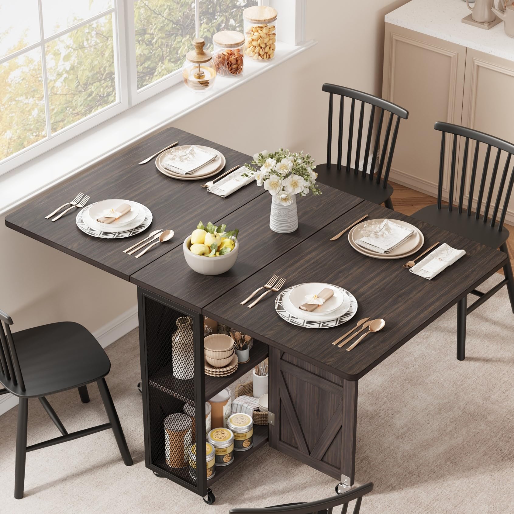 Snapklik.com : Folding Dining Table Set For 4 - Foldable Kitchen ...