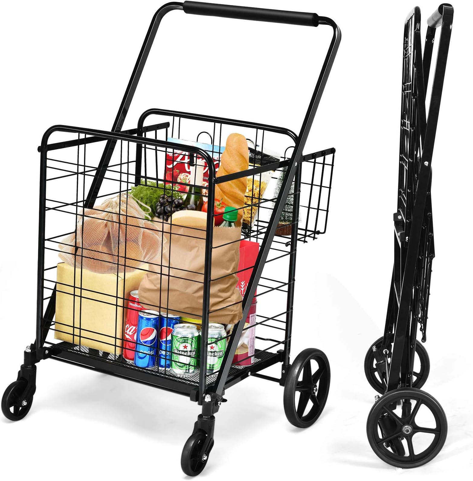 Amazon.com: Safeplus Foldable Shopping Cart, Heavy Duty Utility Cart ...