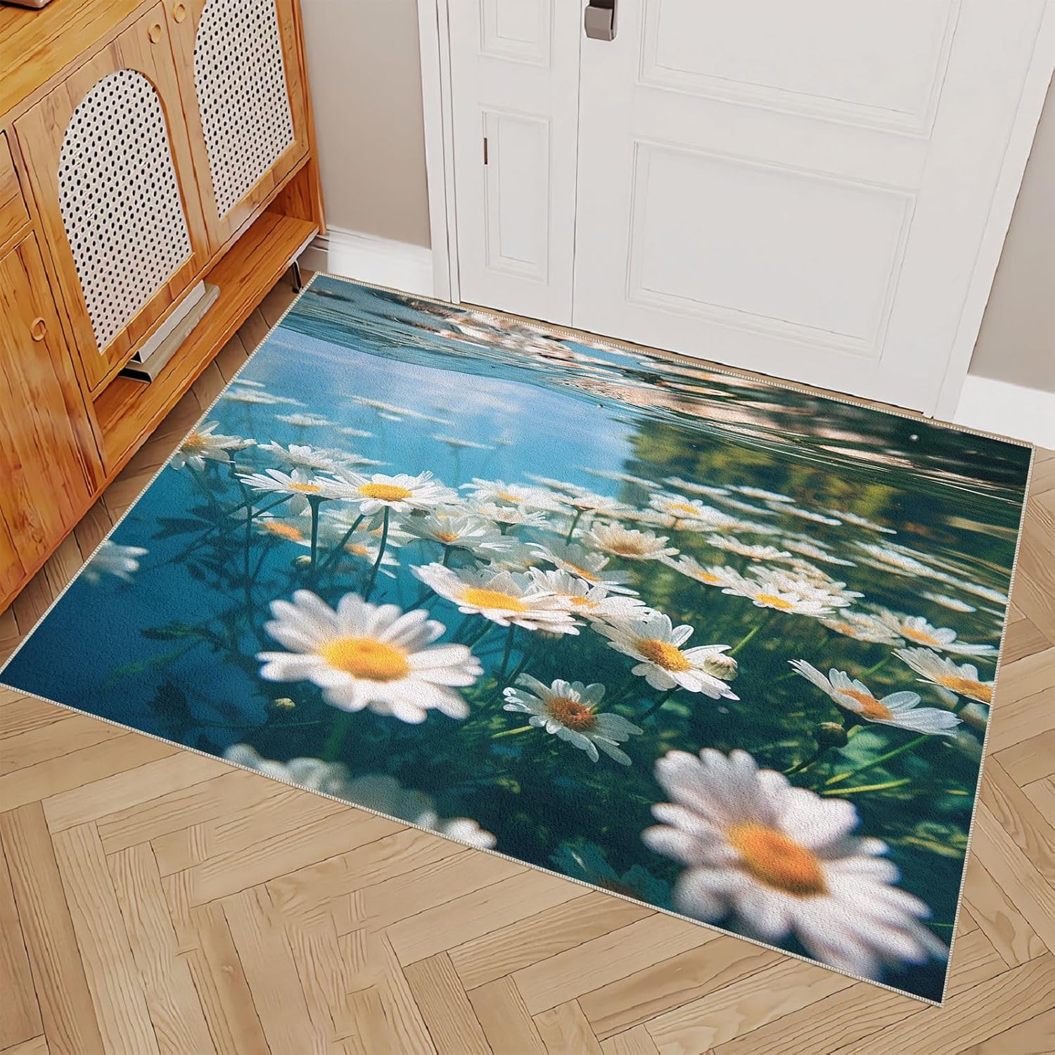 Amazon.com: Area Rugs 4.9'x6.9' Non Slip Floral Rug Foldable Machine ...