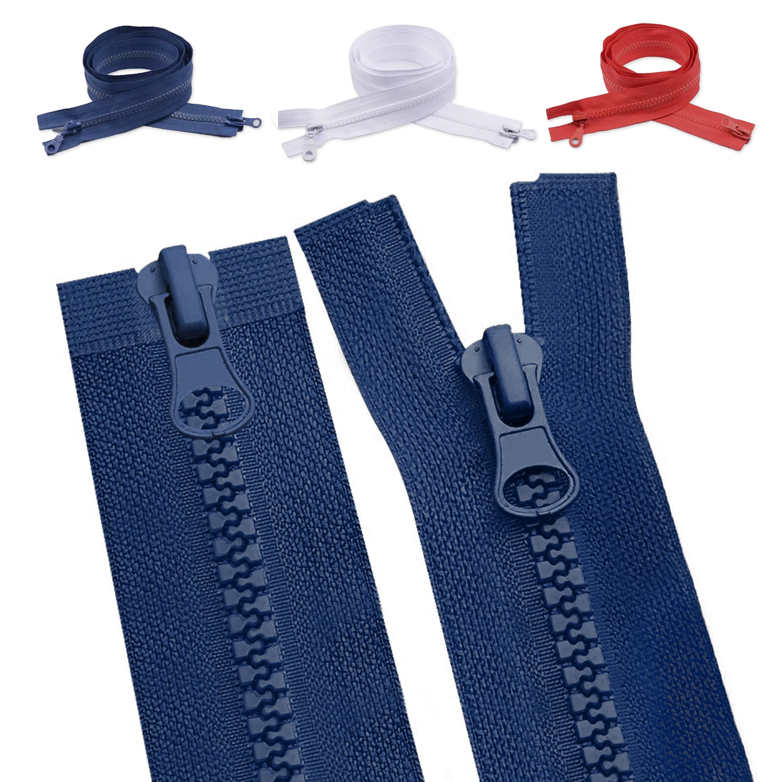 3 Pcs 80cm/31.5In Plastic Zippers for Sewing, 3 Color #8 Two Way ...