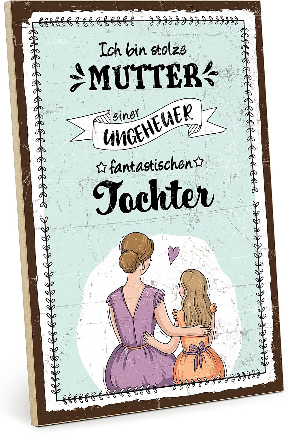 TypeStoff Holzschild mit Spruch – Mutter Tochter – im Vintage-Look mit ...
