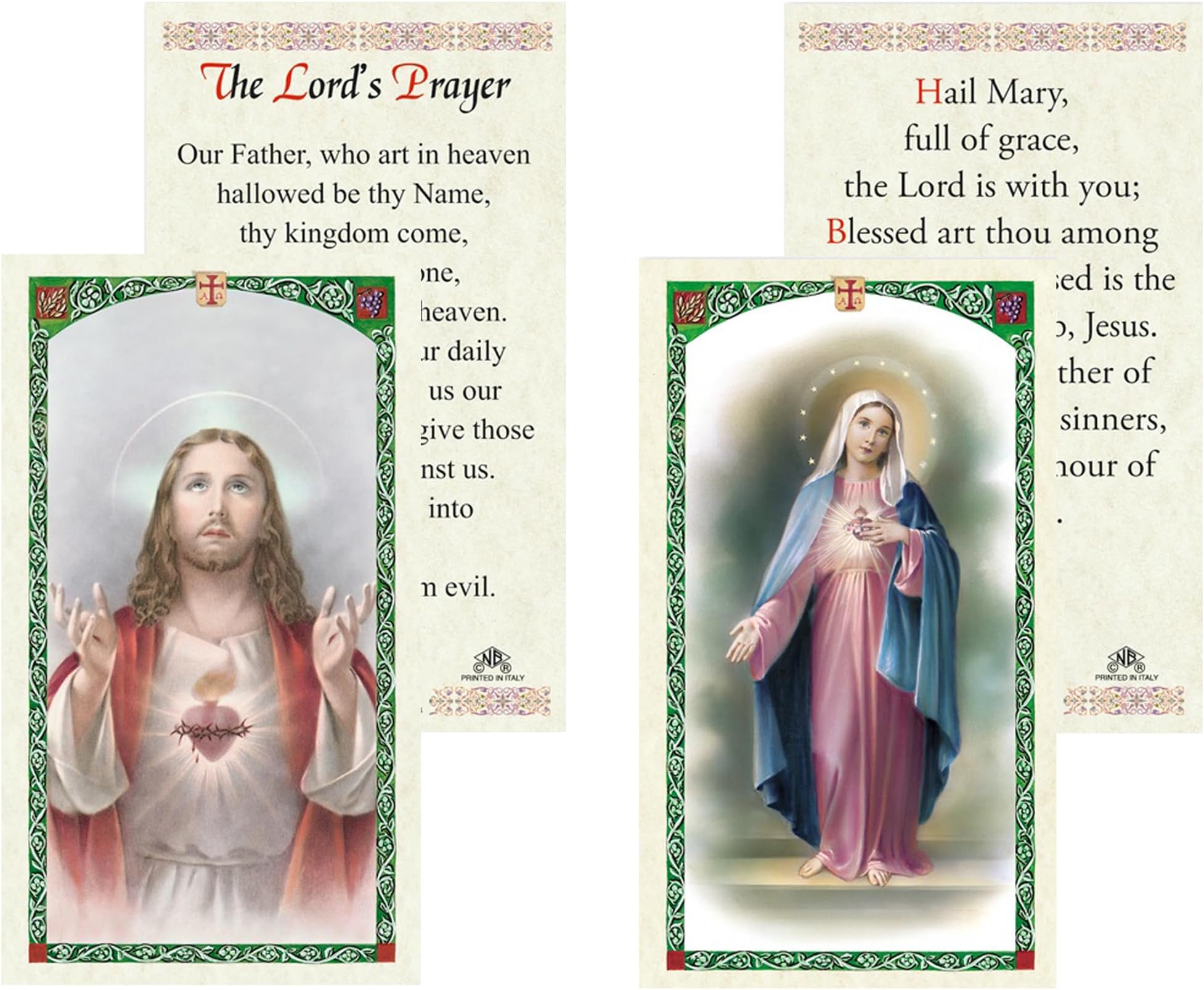 Amazon.com : Our Father Prayer Card - Hail Mary Prayer Card - Double ...