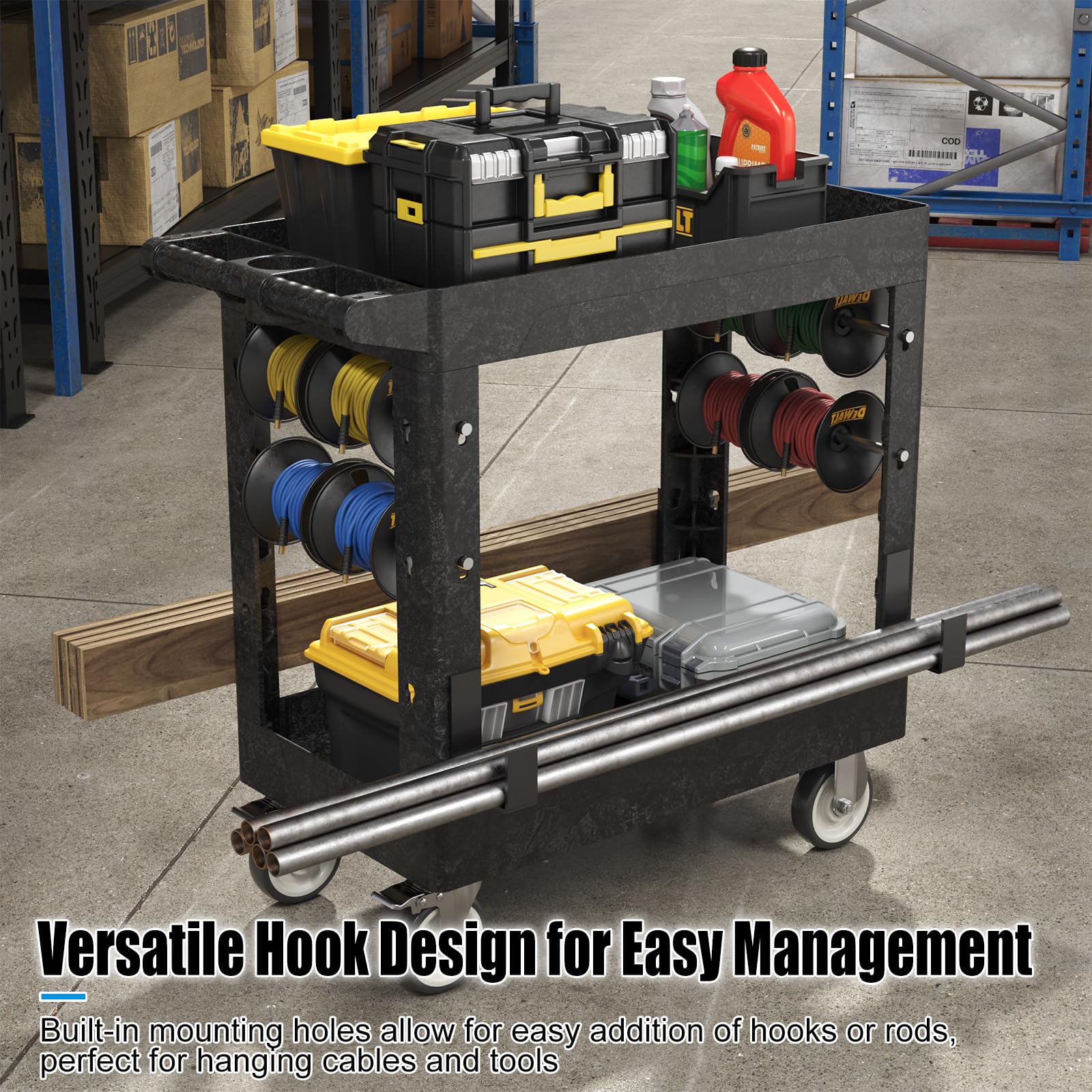 Snapklik.com : Maemttes Large Garage Plastic Utility Cart, Heavy Duty 2 ...