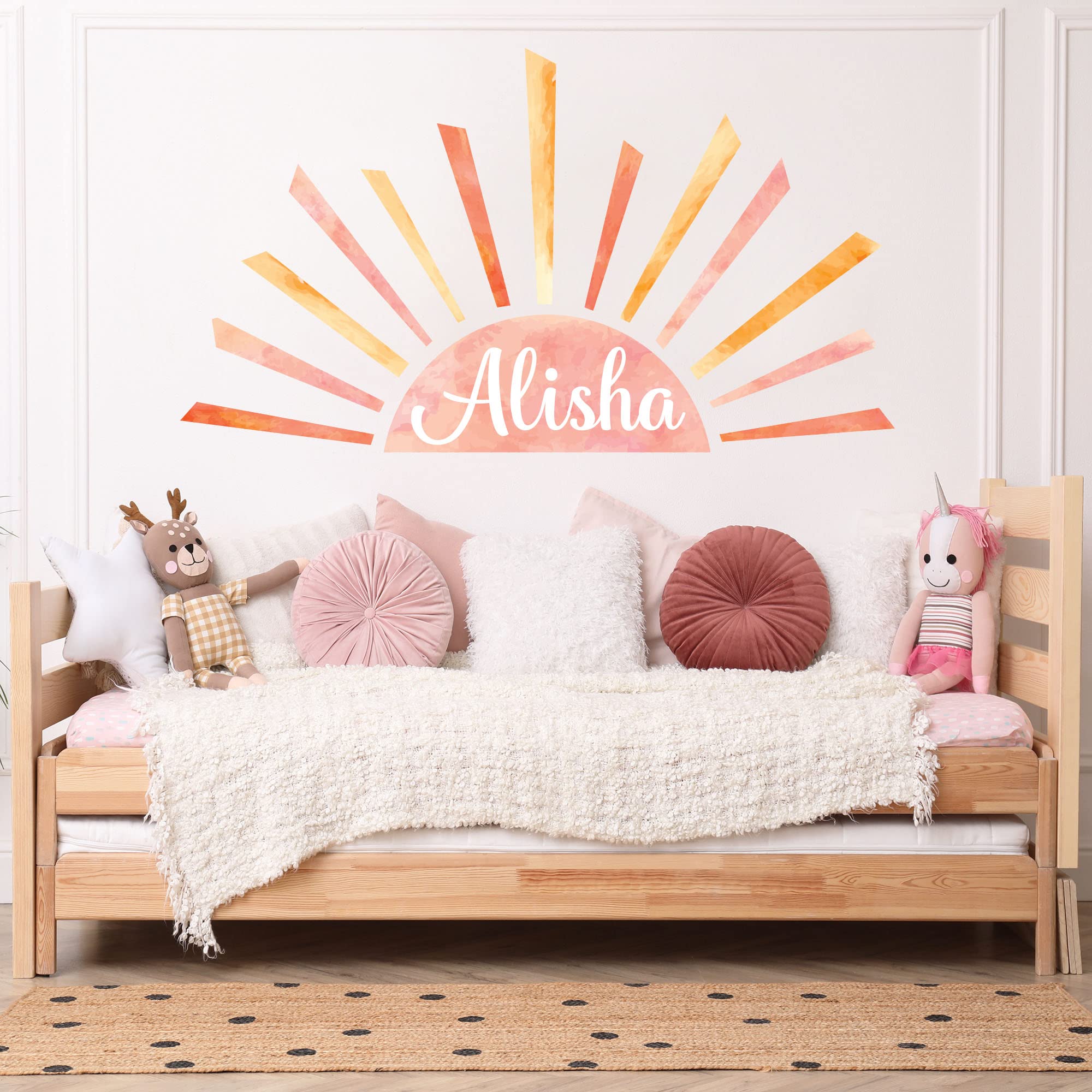 Amazon.com: Half Sun Name Wall Decal – Rainbow Rising Sun Wall Sticker ...