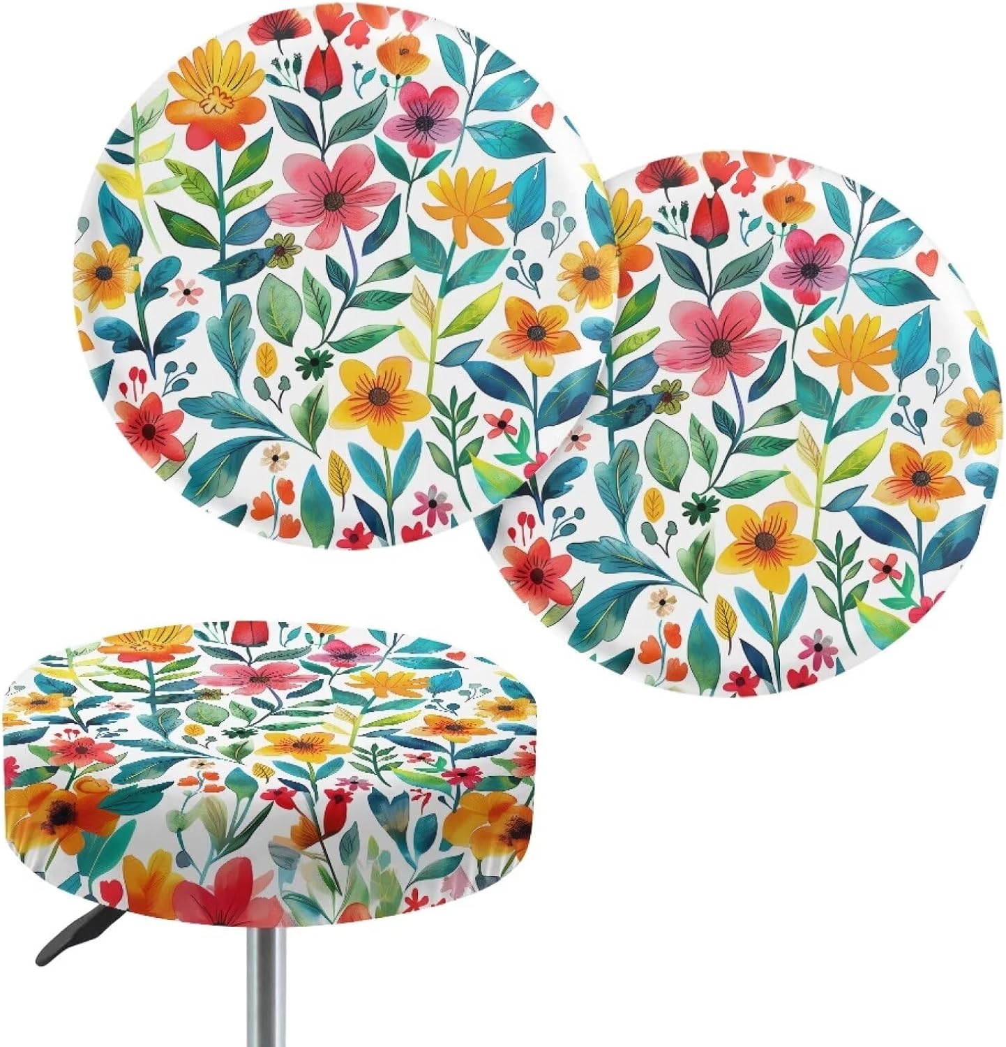 Amazon.com: YUVAMAGIMO Floral Pattern Round Bar Stool Cover Set of 2 ...