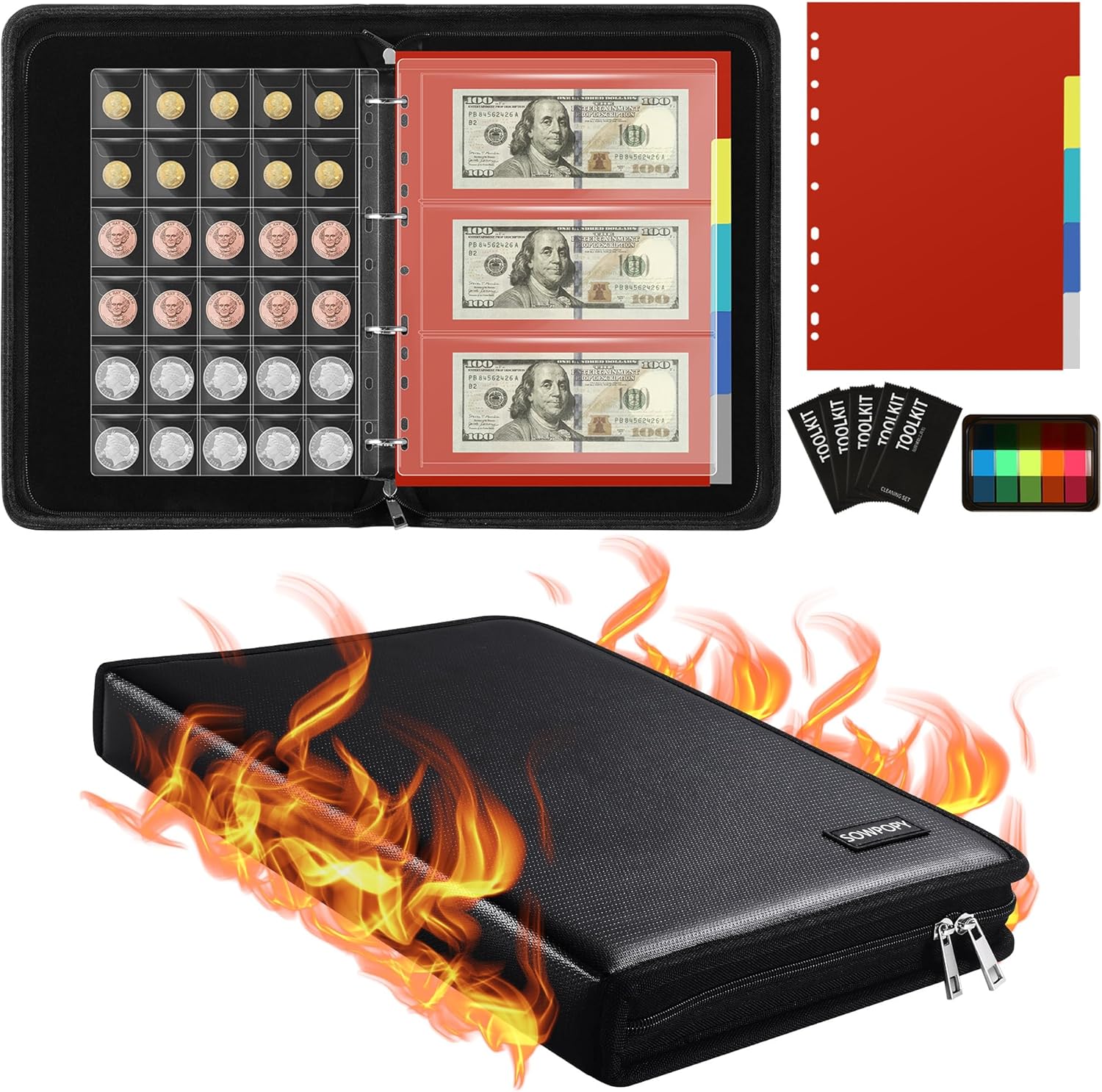 Amazon.com: SOWPOPY Fireproof Coin Collection Book Holder for Collector ...