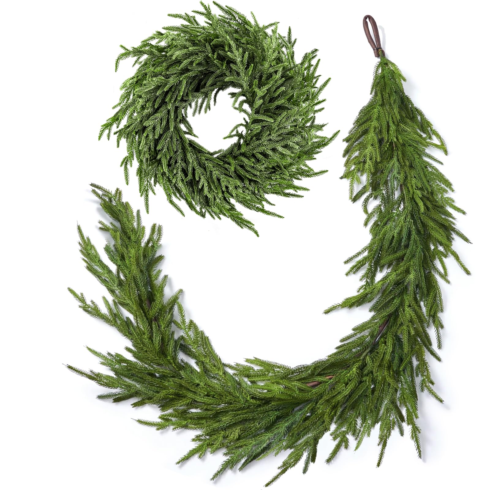 Amazon.com: ENVEN Real Touch Norfolk Pine Christmas Garland and Wreath ...