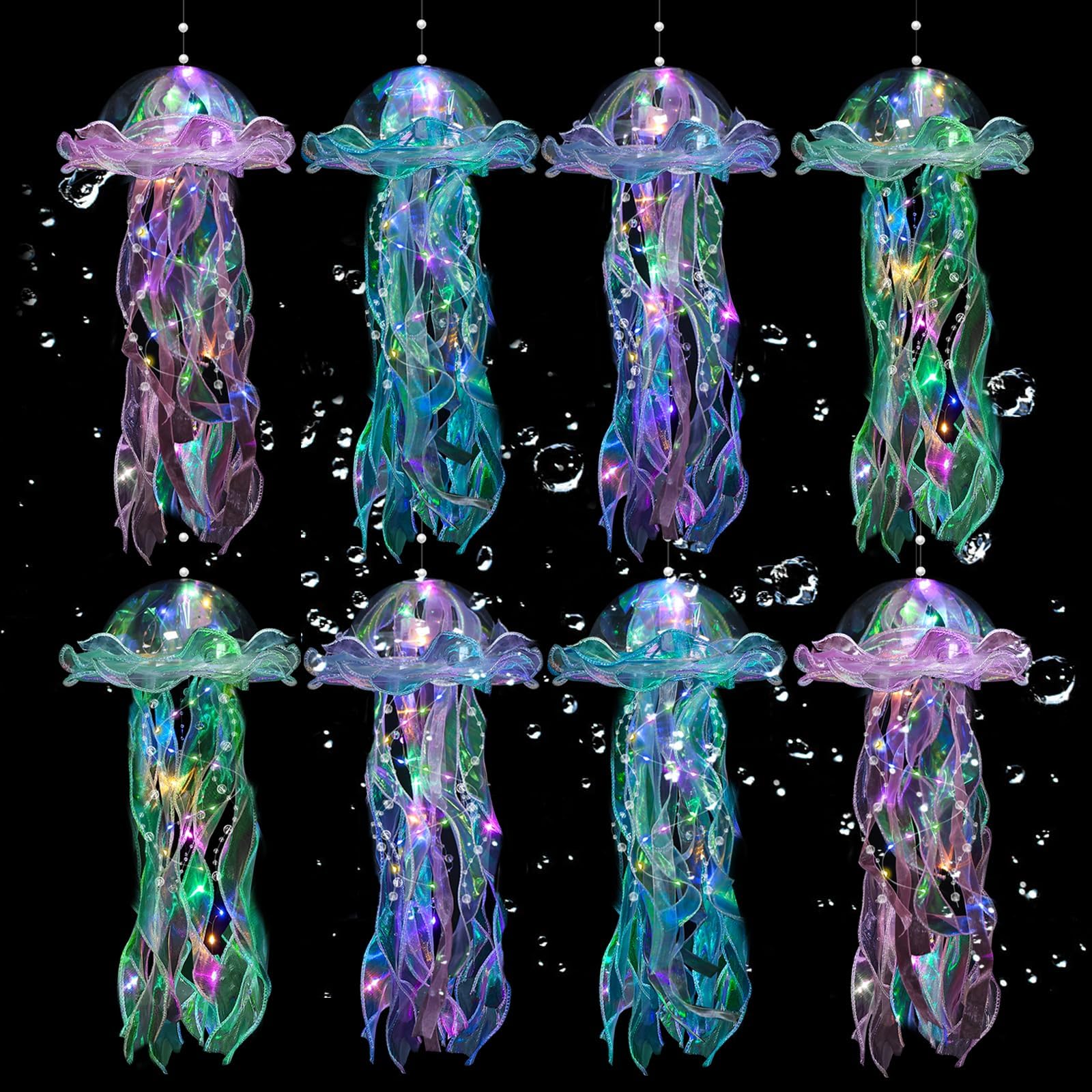 Amazon.com: Rossesay 8 Pcs Colorful Jelly Fish Light Lamp Hanging ...