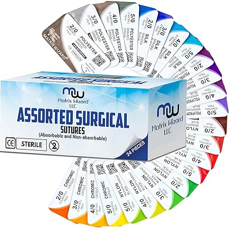 Amazon.com: 3-0 Sterile Sutures Thread with Needle (Black Monofilament ...