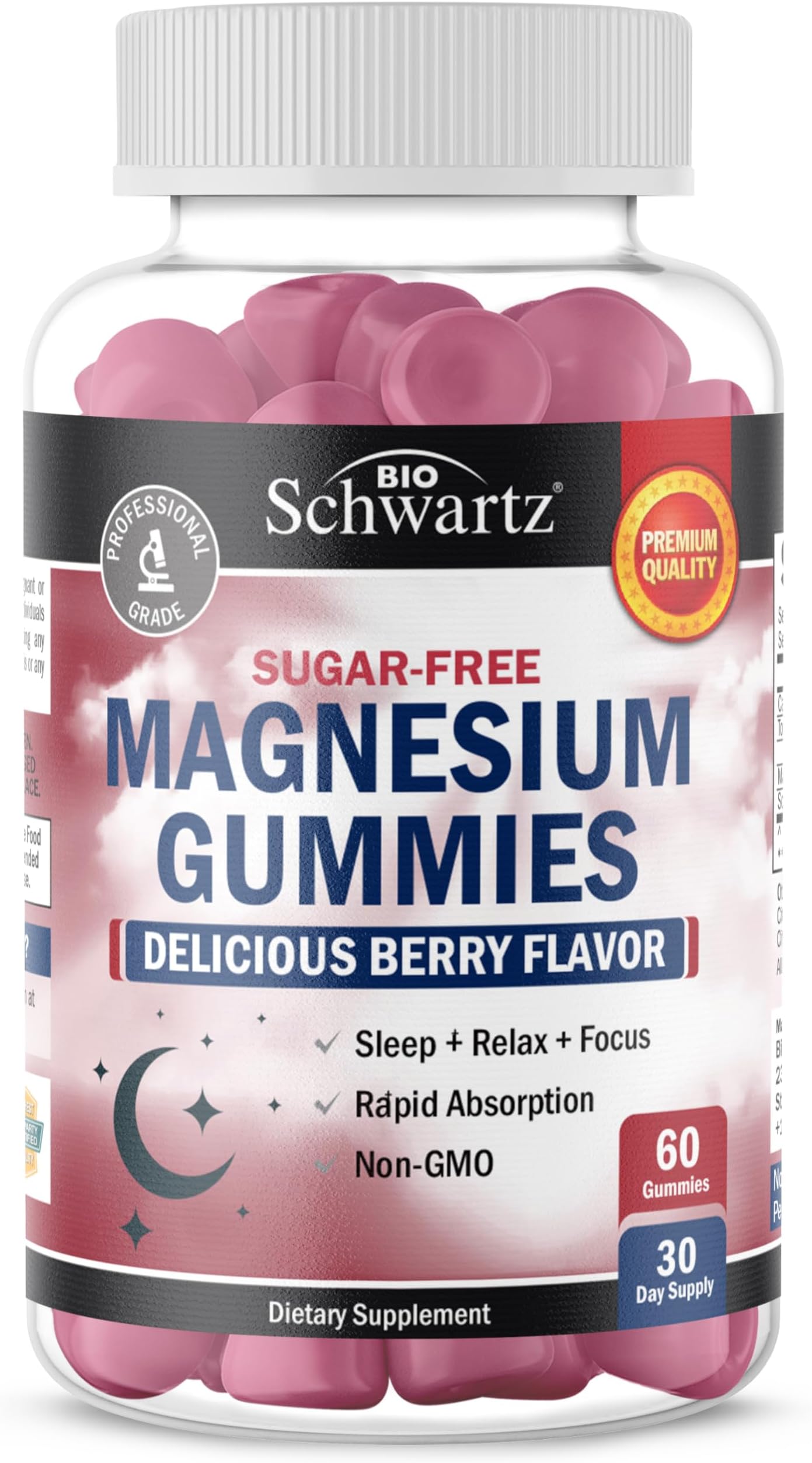 Amazon.com: Sugar Free Magnesium Gummies (30 Servings) Berry Flavored ...