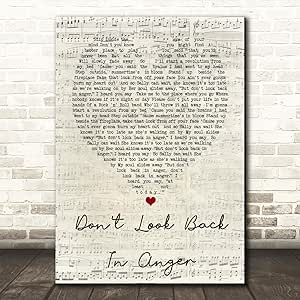 Amazon.com: Don't Look Back in Anger Script Heart Quote Song Lyric Wall ...