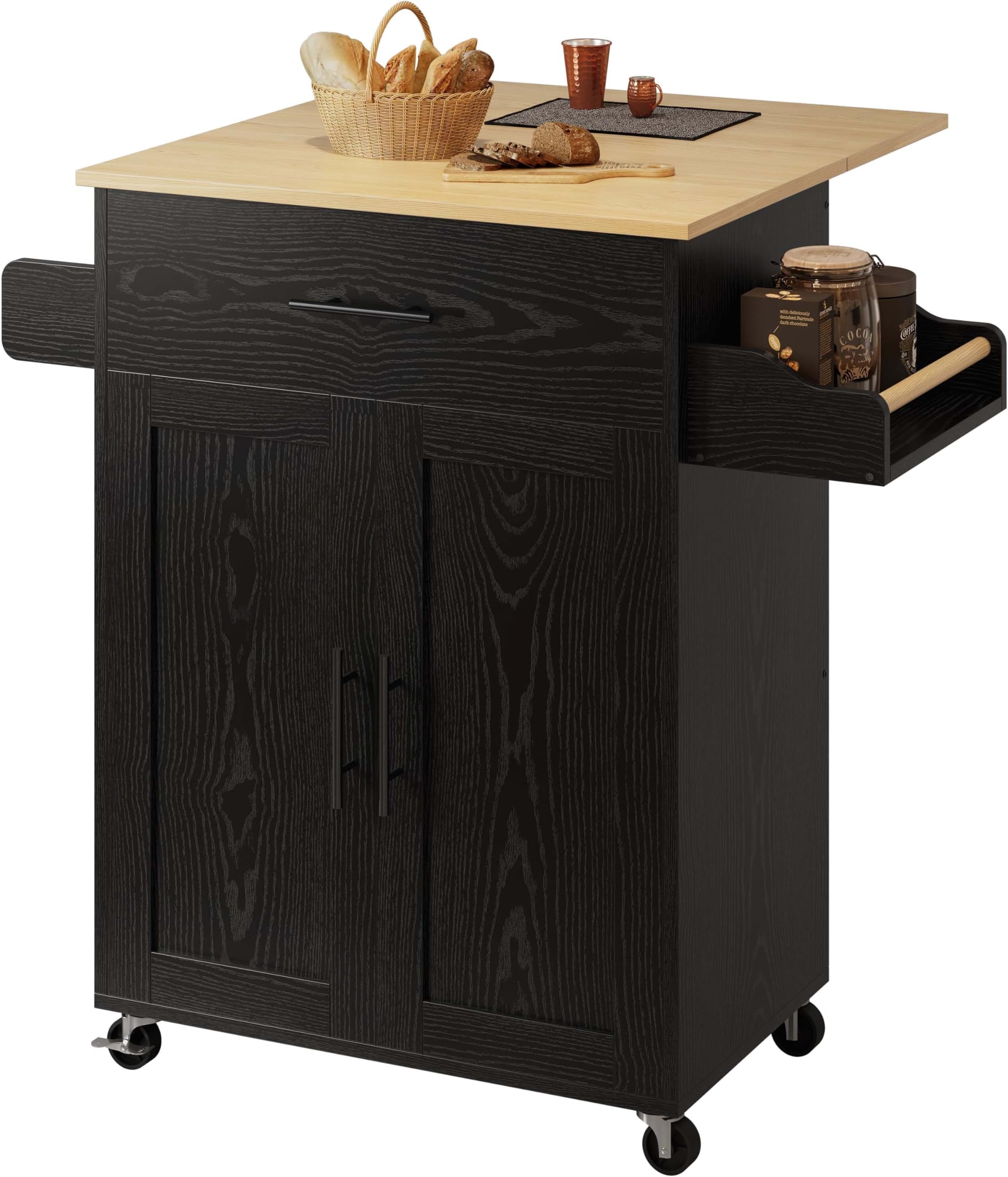 Amazon.com: IRONCK Rolling Kitchen Island Table with Drop Leaf Storage ...