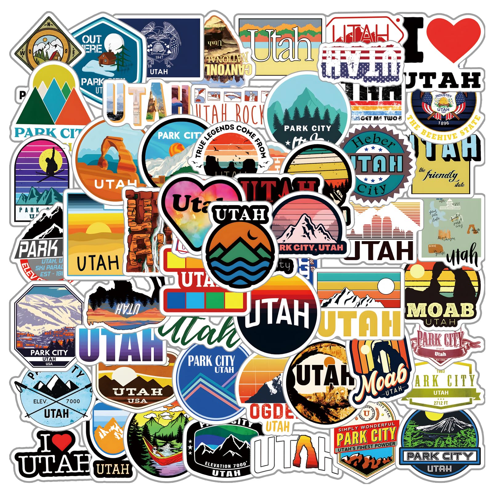 Amazon.com: 61Pcs Utah Stickers Pack, America State Aesthetic Vinyl ...