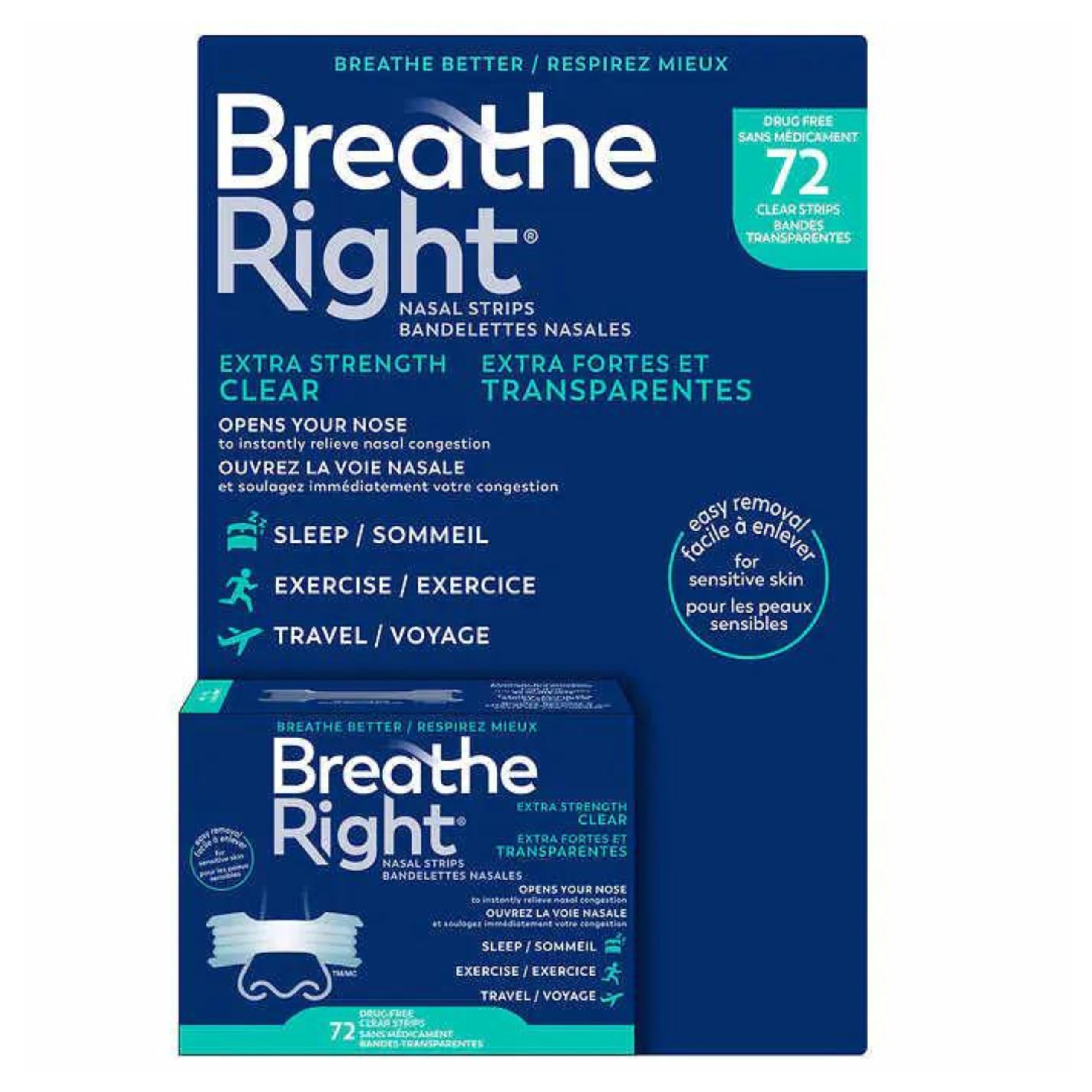 Breathe Right BR Clear Nasal Strips 72 Ct : Amazon.ca: Health ...