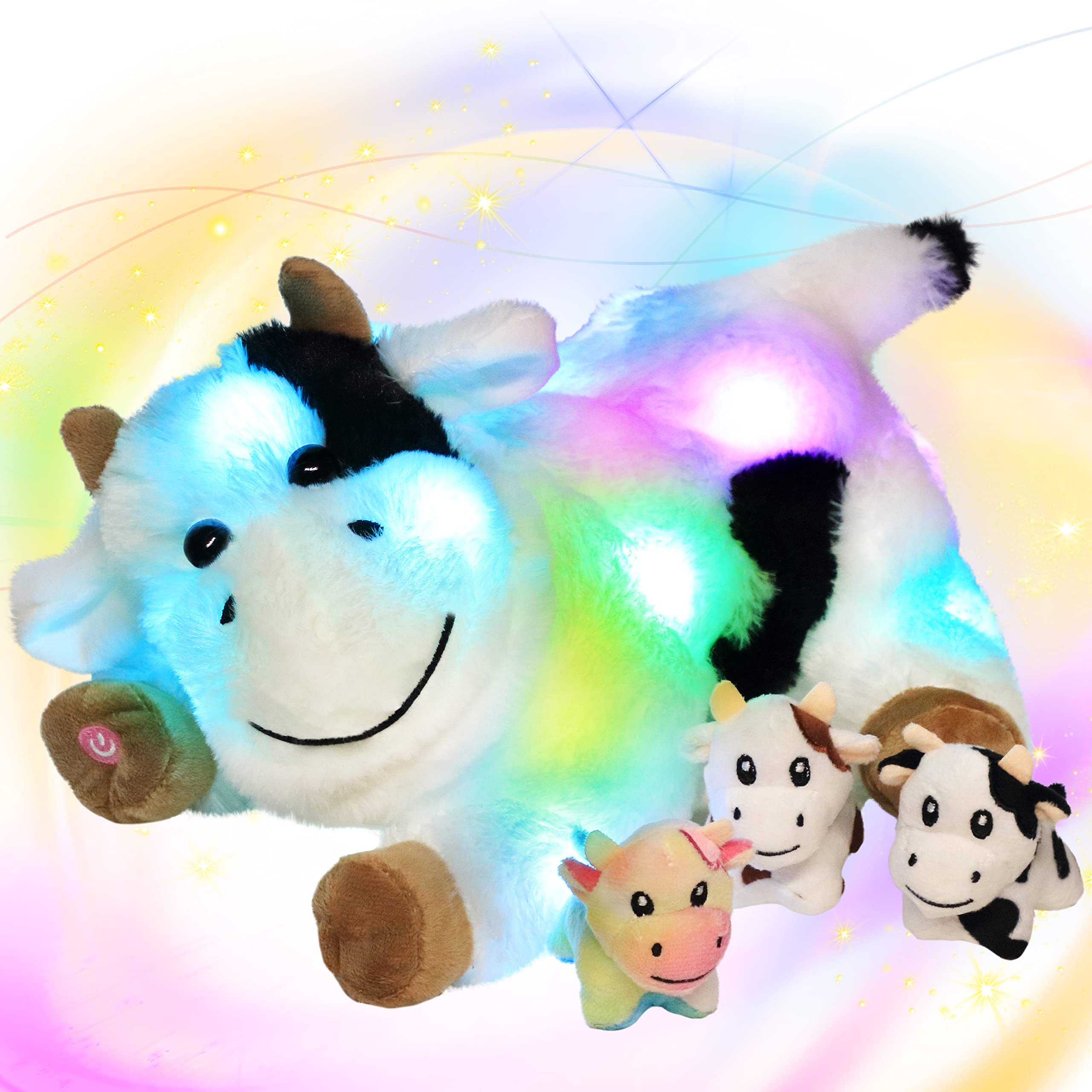 Amazon.com: Hopearl LED Plush Cow Lighting Up Stuffed Mommy Cow with 3 ...