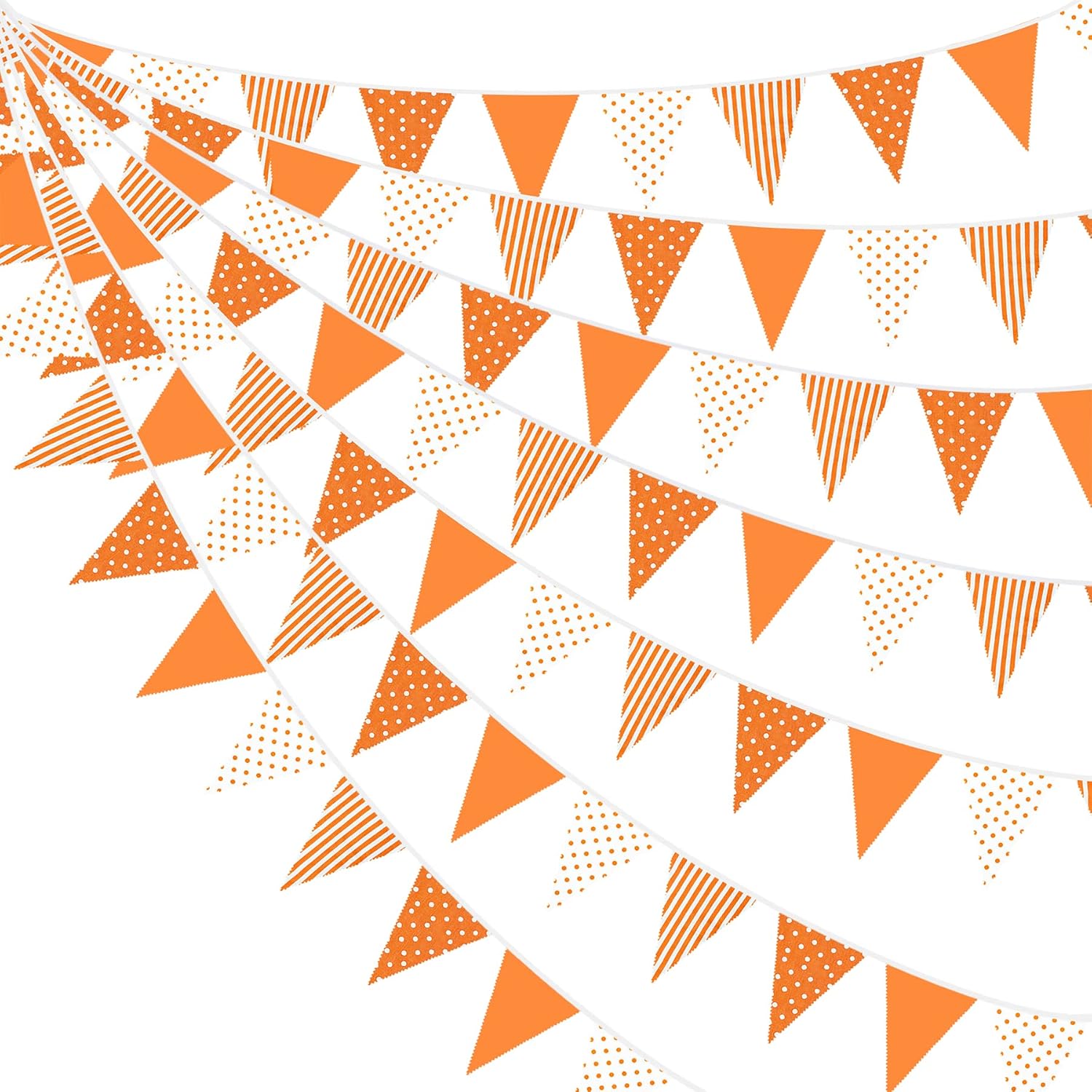 Amazon.com: 32Ft Orange Stripe Dot Triangle Flag Fabric Banner Cotton ...