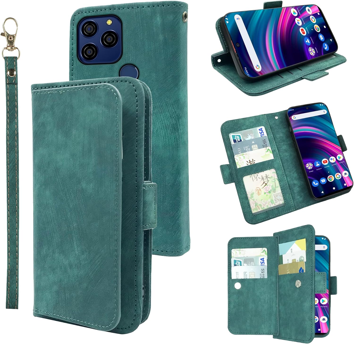 Amazon.com: Furiet Compatible with BLU G91s Wallet Case Wrist Strap ...