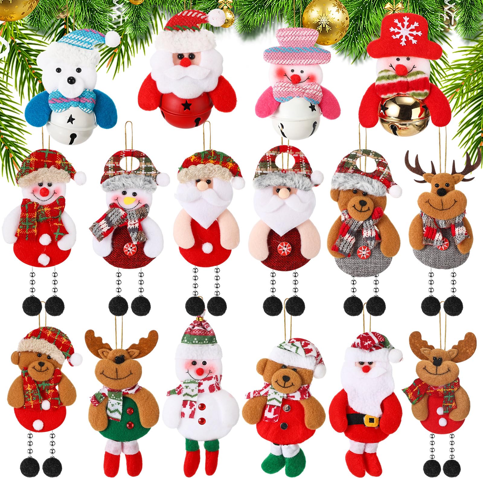 Amazon.com: Skylety 16 Pcs Christmas Tree Decorations Plush Santa Claus ...