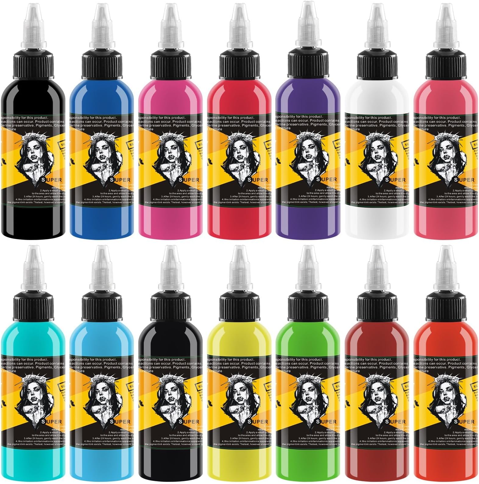 Amazon.com: BAODELI 14 PCS 1 oz Tattoo Ink Tattoo Ink Set Color Ink ...