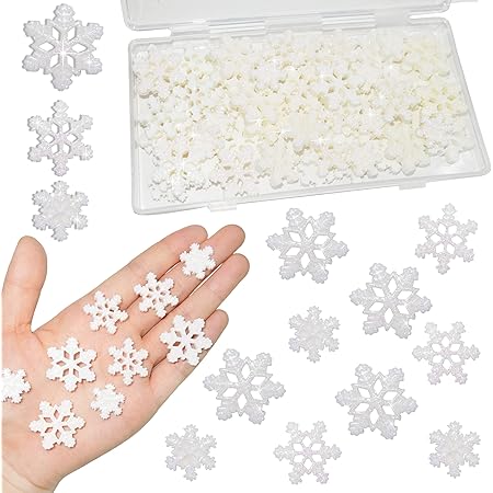 Amazon.com: 100 PCS Tiny Resin Snowflakes Decor Snowflakes Christmas ...