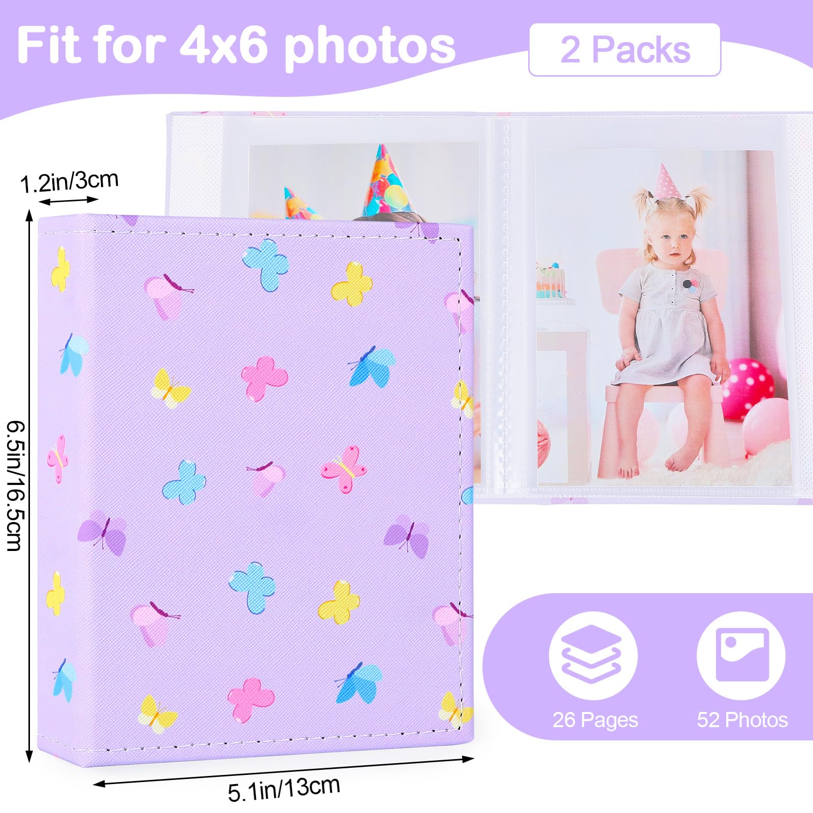 Snapklik.com : 2 Pcs Photo Albums 4x6, Small Mini Photo Albums Holds 52 ...