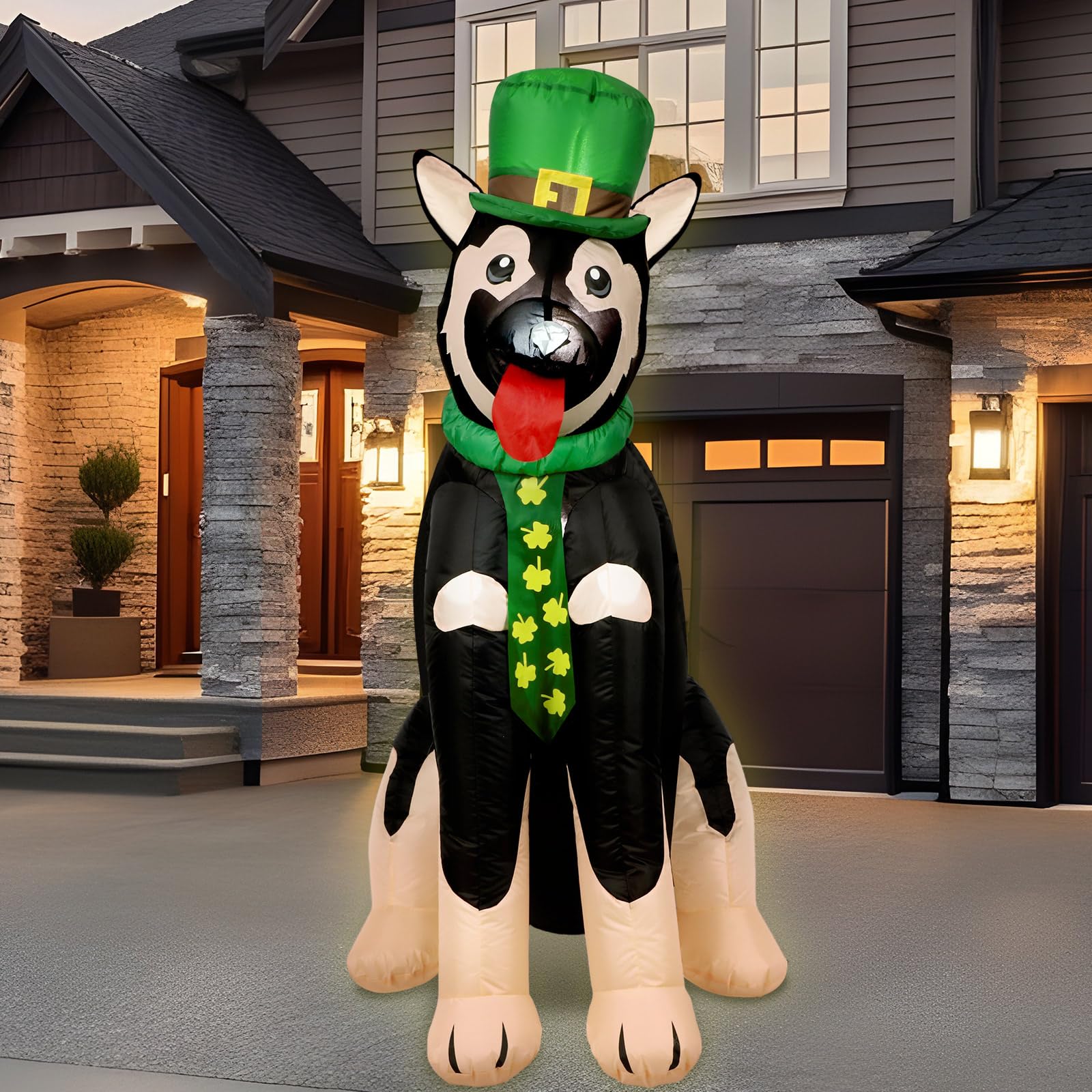 Glimin 5 Ft St Patricks Day Inflatable German Shepherd Dog with LED ...