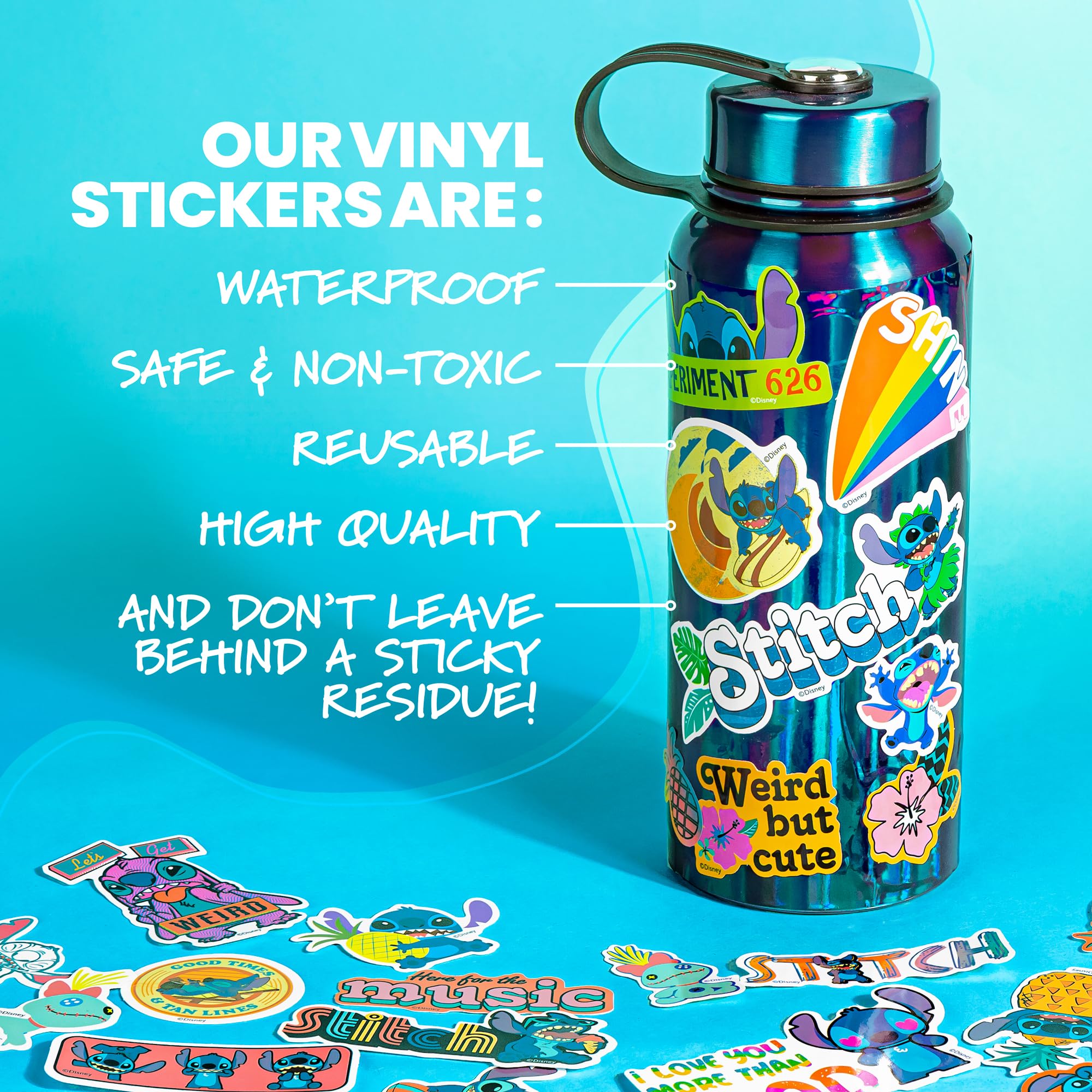Snapklik.com : Disney Stitch Vinyl Sticker Pack, Includes 100 Large ...