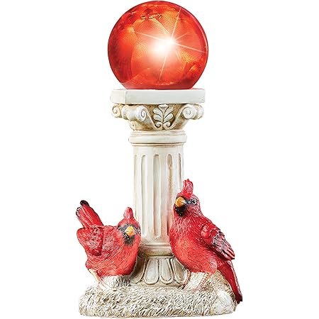 Collections Etc Solar Powered Hand-Painted Cardinals Orb Light ...