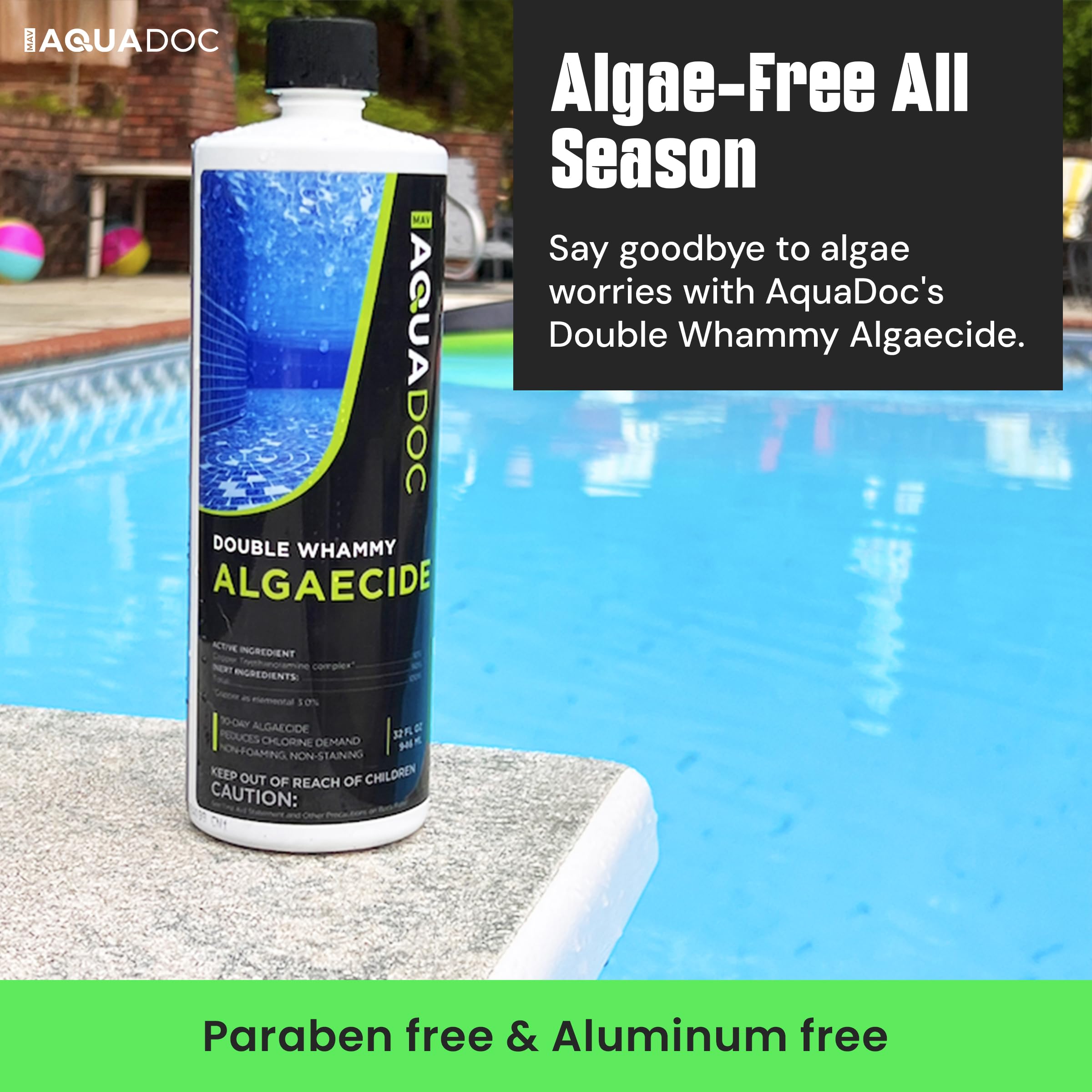 Copper Pool Algaecide for Swimming Pool - 90 Day Algaecide for Inground ...