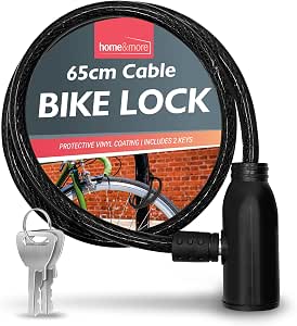 SOL 65cm Cable Bike Lock with Keys, Black Colour High-Security Chain ...