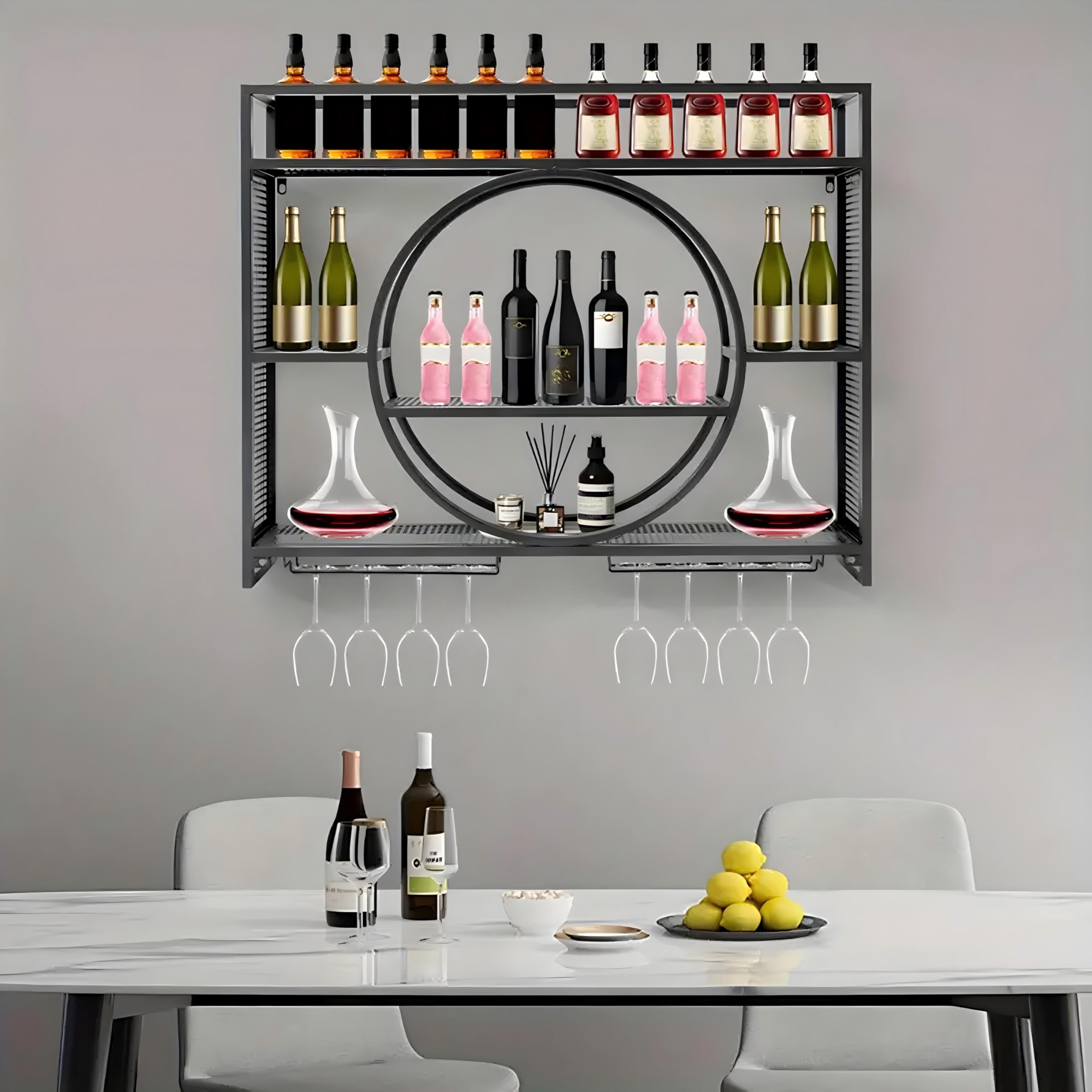 Amazon.com: Qiczom Wall Bar for Bottles and Glasses, Wine Glass Shelf ...