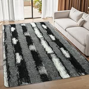 Amazon.com: FALARK Grey Fluffy Soft Plush Rugs for Bedroom, 4x6 Feet ...