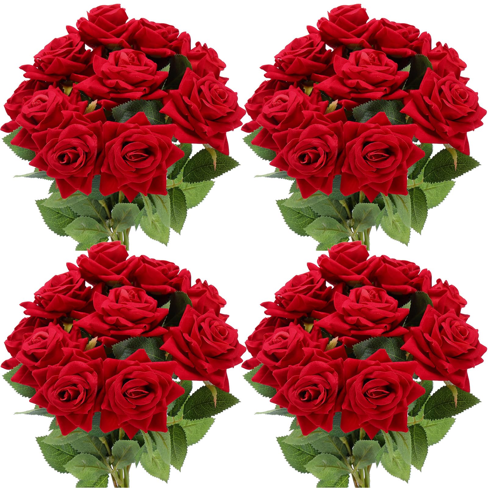 Amazon.com: Zeyune 50 Pcs Artificial Rose Flower Bulk Velvet Silk Roses ...