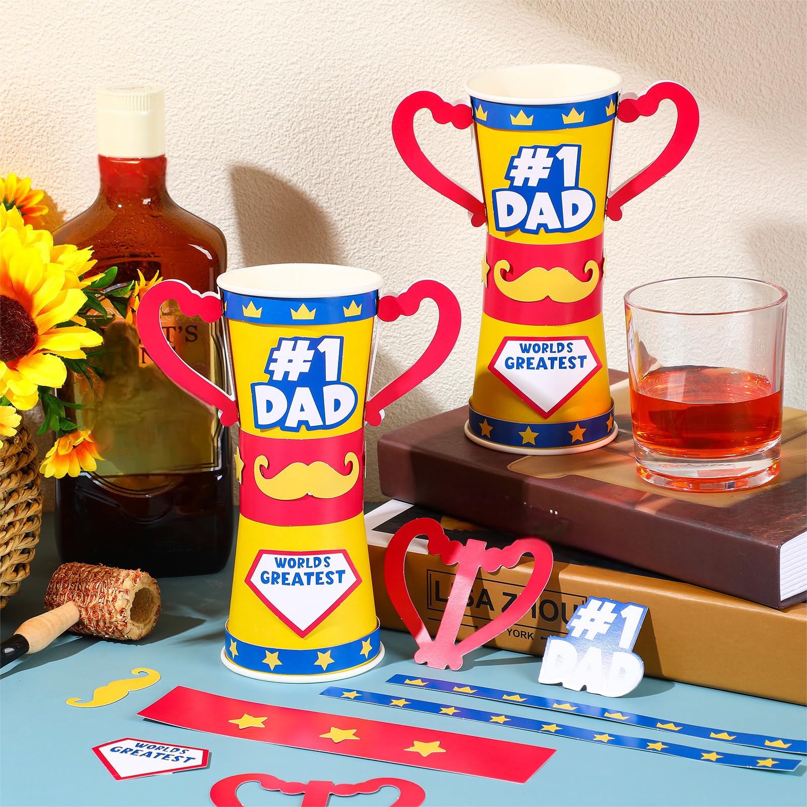 Snapklik.com : 24 Set Fathers Day Crafts Kit DIY Worlds Best Dad Trophy ...
