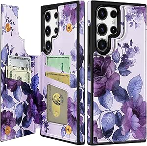 Amazon.com: Shorogyt for Samsung Galaxy S22 Ultra Wallet Case with Card Holder - Designer Purple ...