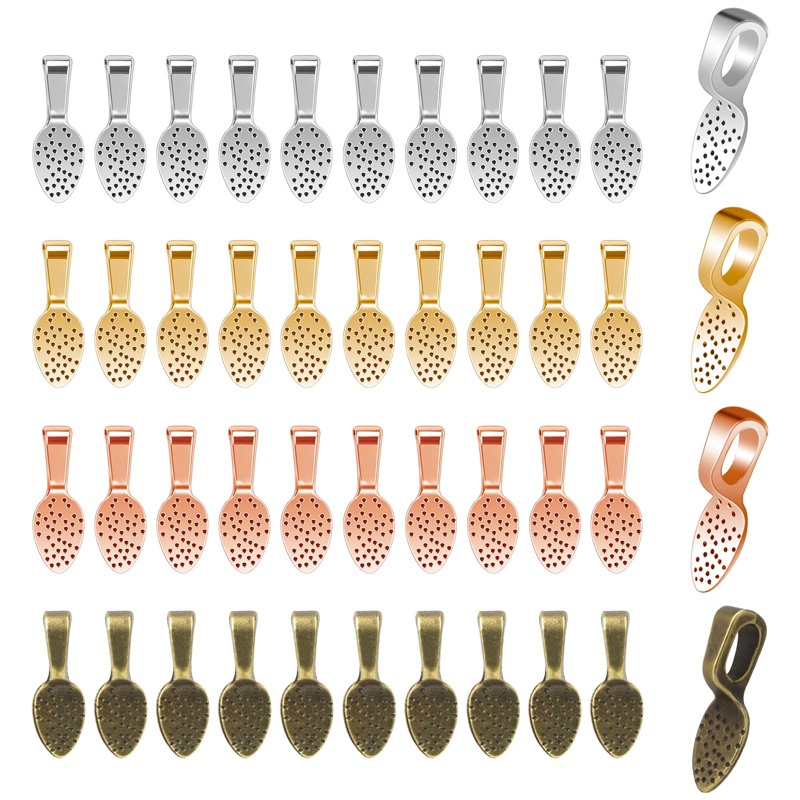 200 Pcs Glue on Bails for Jewelry Making, Flat Pendant Bails Spoon ...