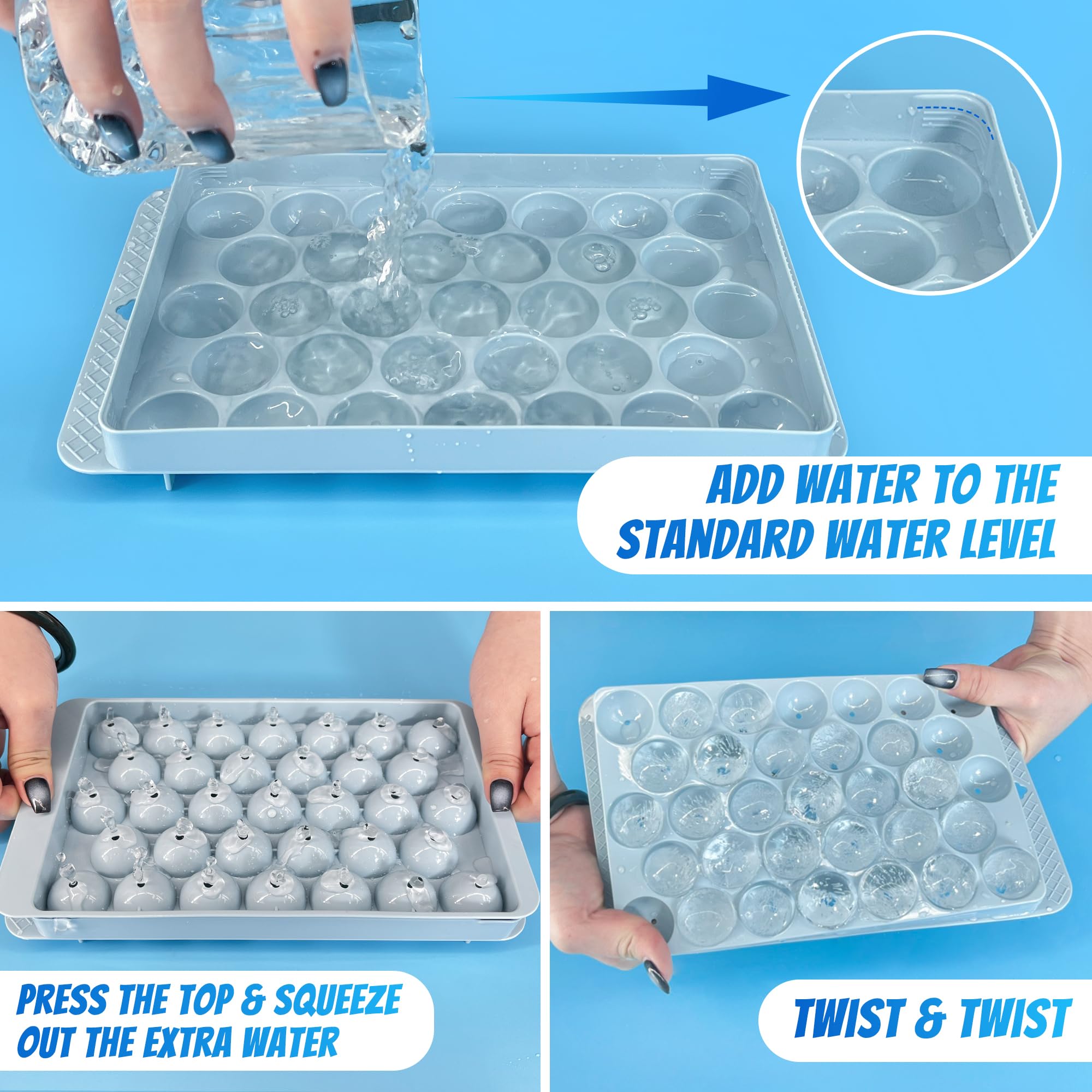 Snapklik.com : FEIMINI Round Ice Cube Tray Set, Sphere Ice Cube Mold ...