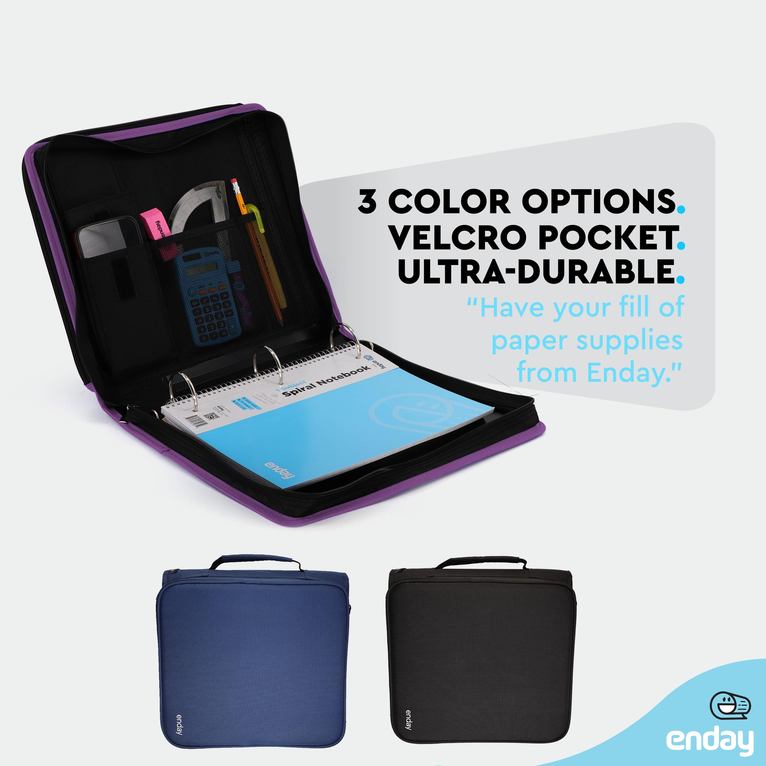 Snapklik.com : Zipper Binder 3 Ring, Large 2 Inch Binder