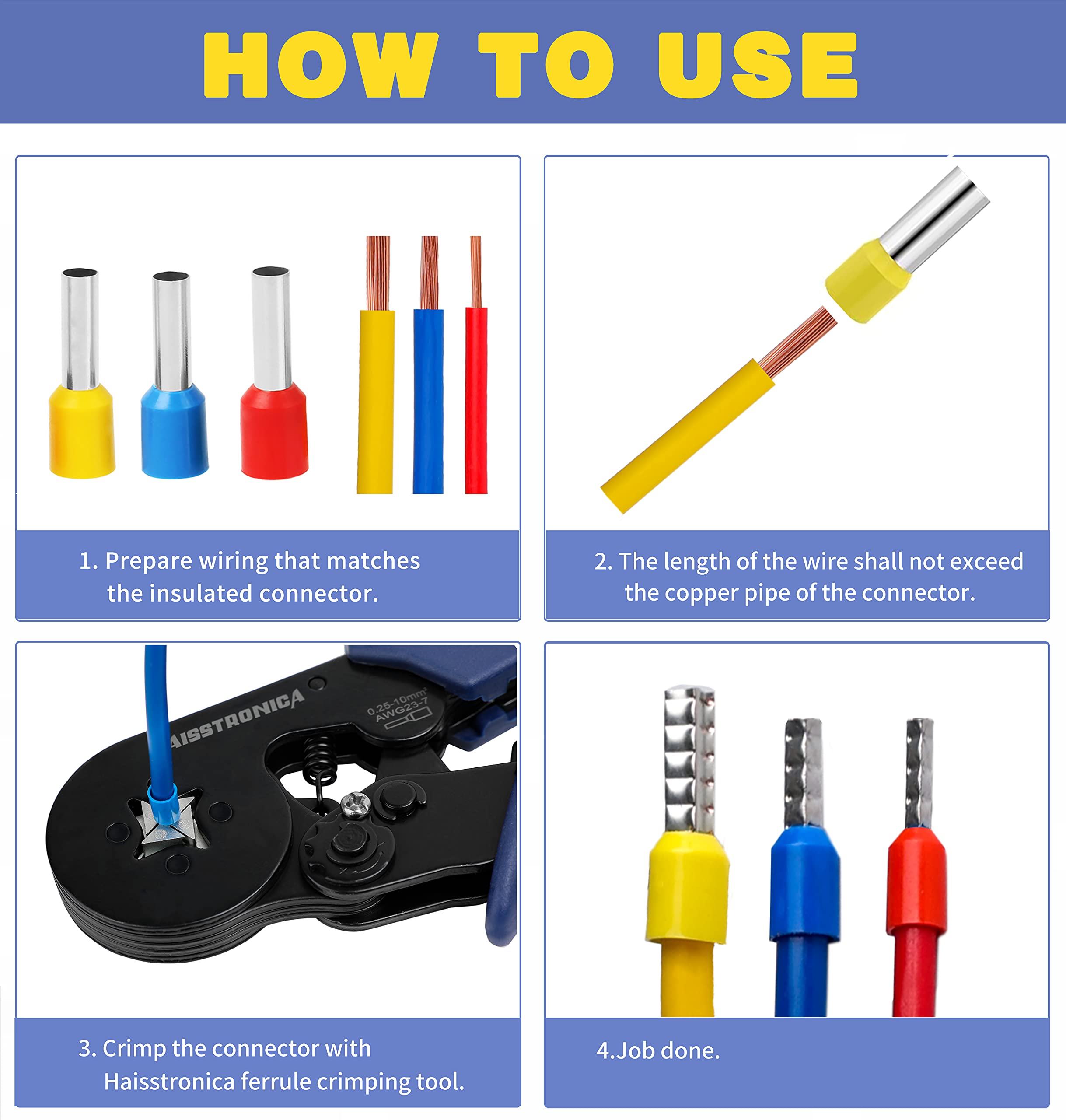 Buy Haisstronica Ferrule Crimping Tool,Self-Adjusting Hexagonal Wire ...