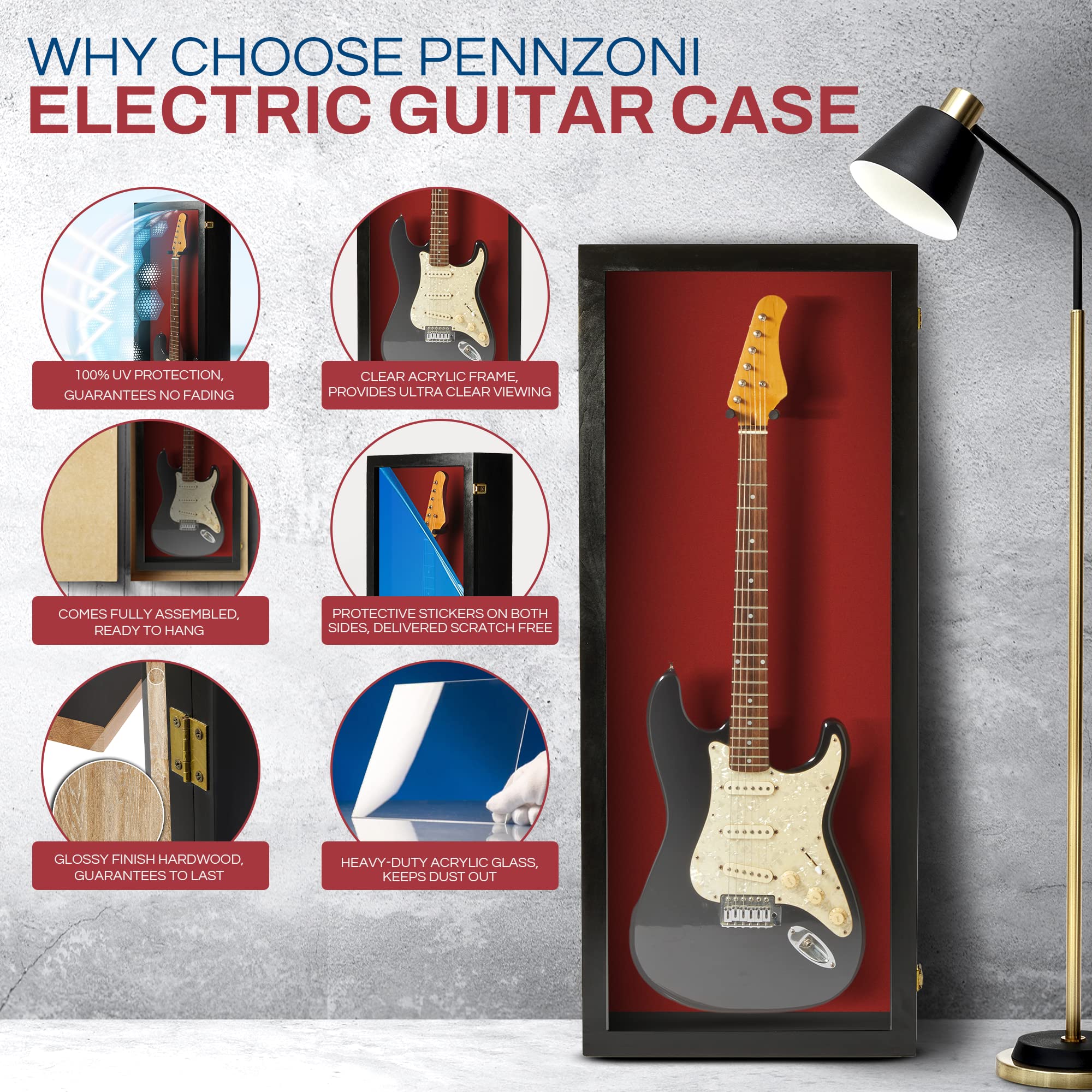Snapklik.com : PENNZONI Electric Guitar Display Case - Acrylic Electric ...