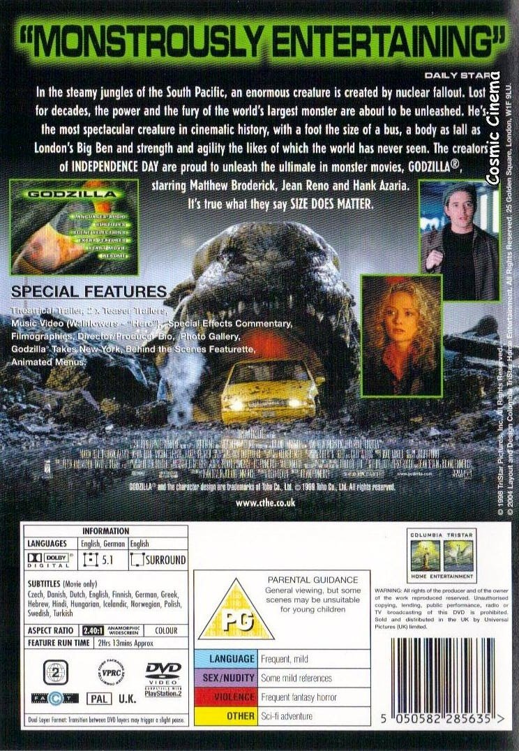 Godzilla [DVD]: Amazon.co.uk: Matthew Broderick, Jean Reno, Maria ...