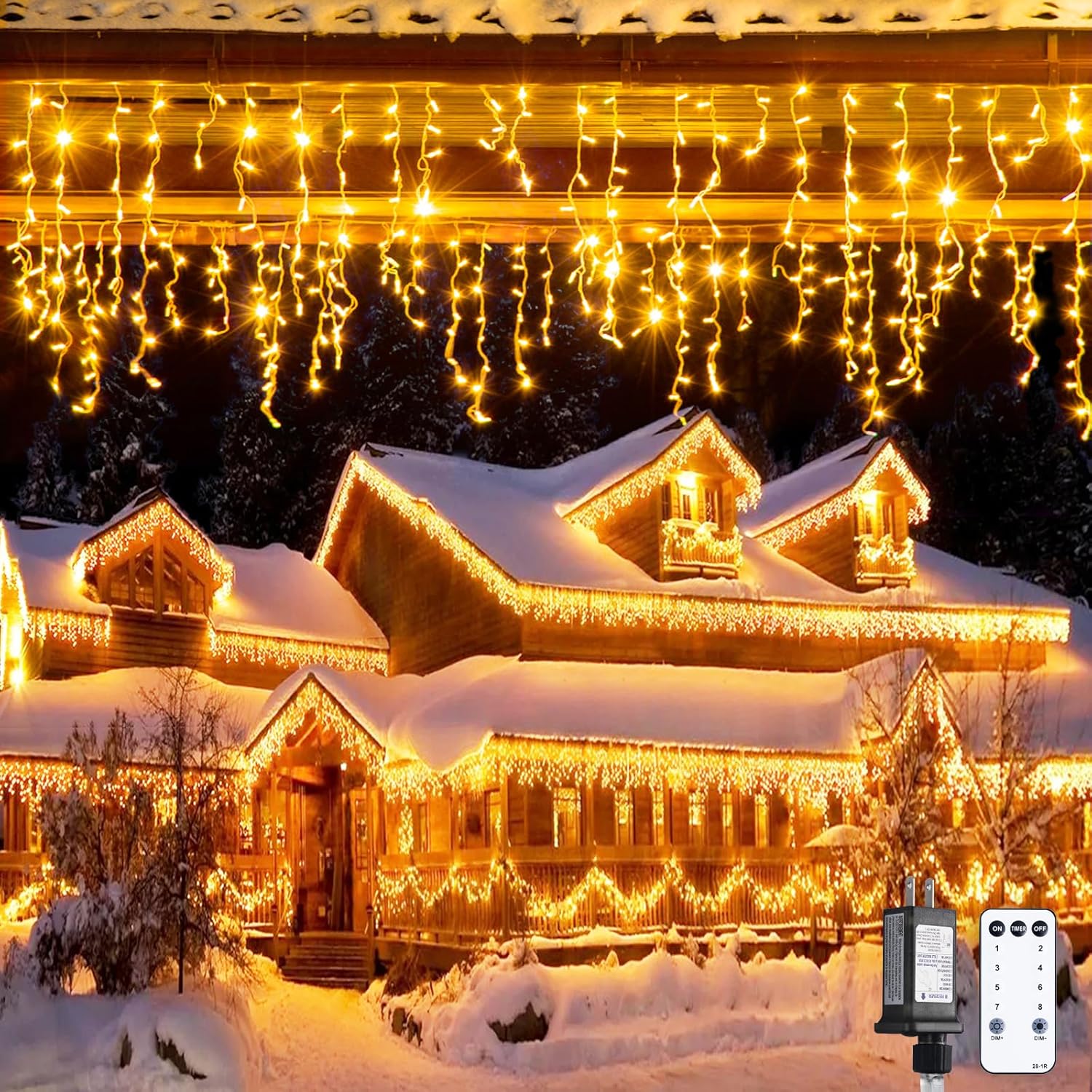 JMEXSUSS Christmas Icicle Lights for Outside-800 LED Warm White Icicle ...