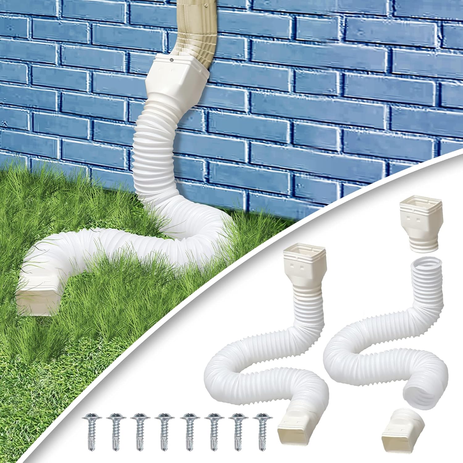 Kingsea 2-Pack Rain Gutter Downspout Extensions Flexible, Gutter ...