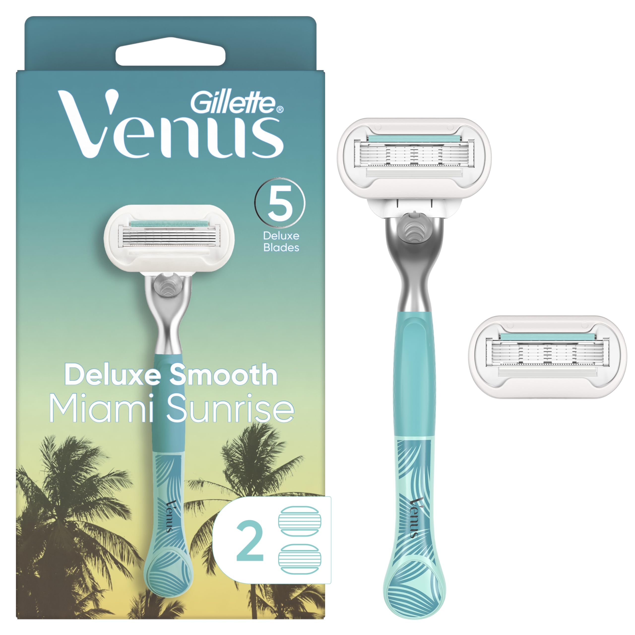 Gillette Venus Miami Sunrise Deluxe Smooth Sensitive, 1 Women's Razor ...