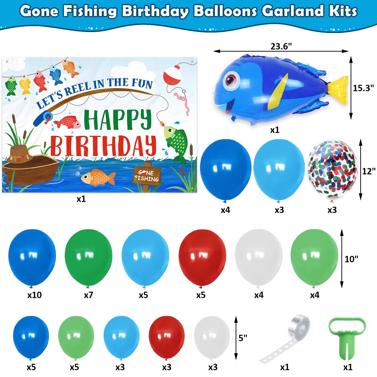 Buy Fishing Birthday Party Supplies Kit, Summer Gone Fishing Party ...