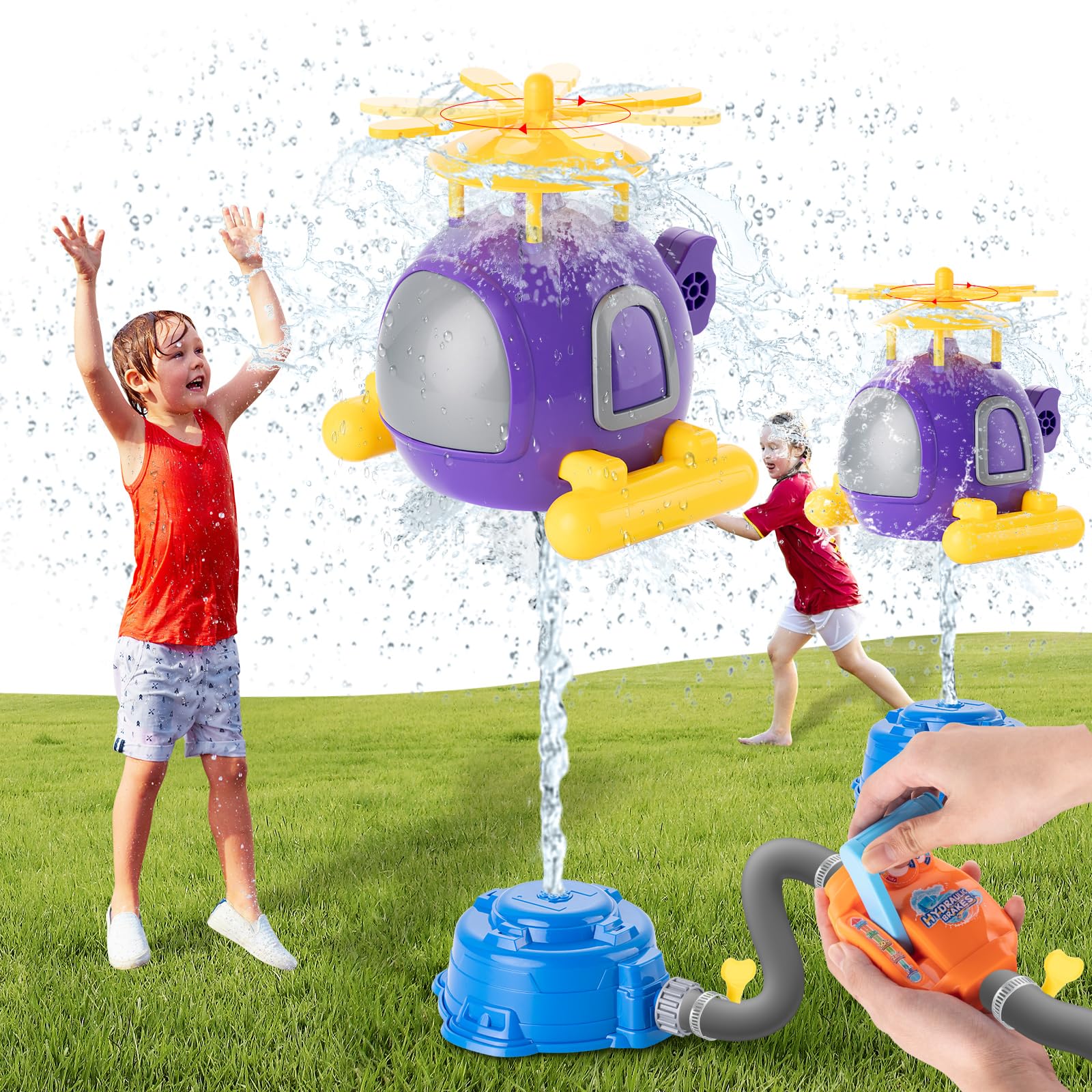 Amazon.com: Kids Water Spray Sprinklers Helicopter Set for Toddlers ...